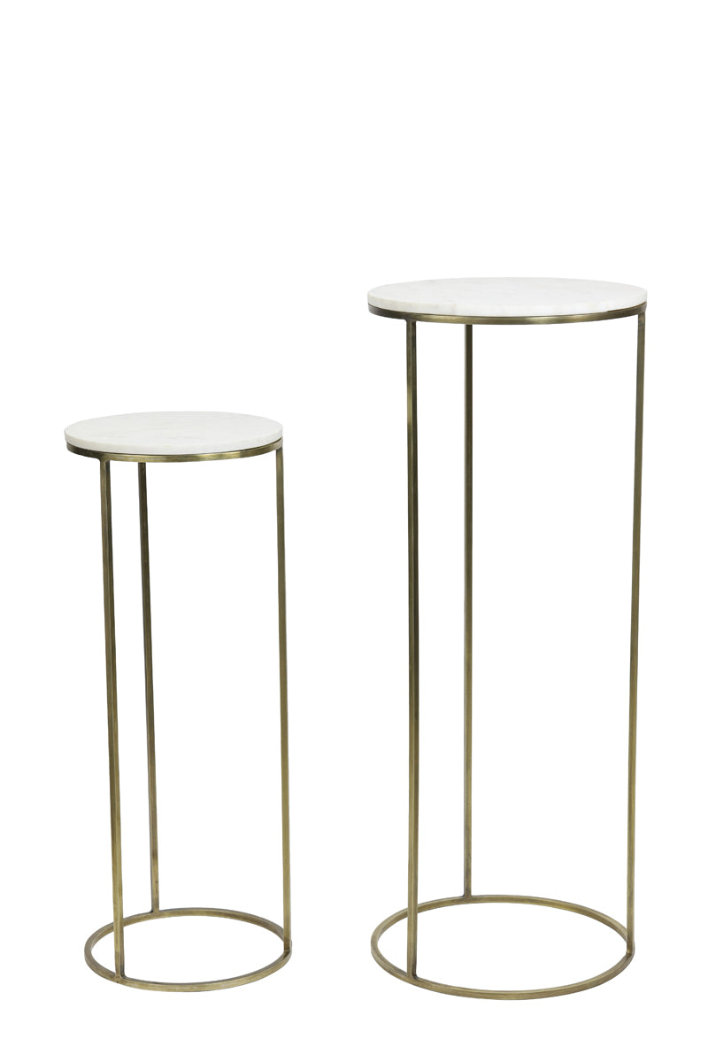 Ricardo White Marble Pillar Table | Shop Nest of tables Online - Foy ...