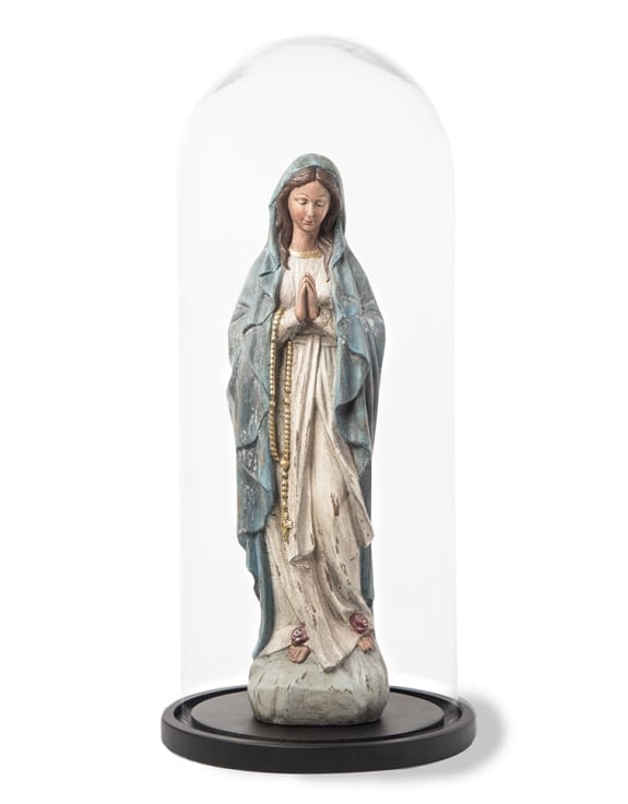 Antiqued Praying Maria Figure in Glass Dome | Foys - Foy and Company