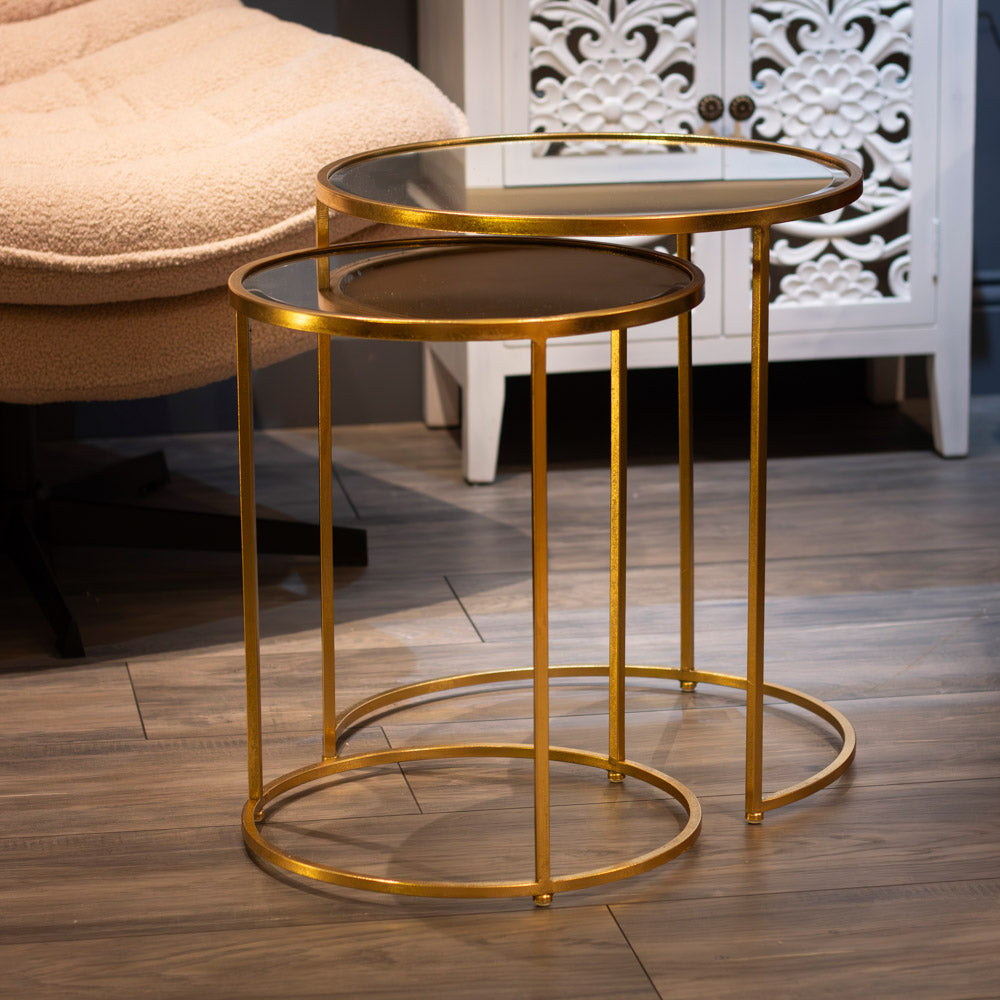 Gold Nest of 2 Side Tables Avery | Stylish Side Table Set - Foy and Company