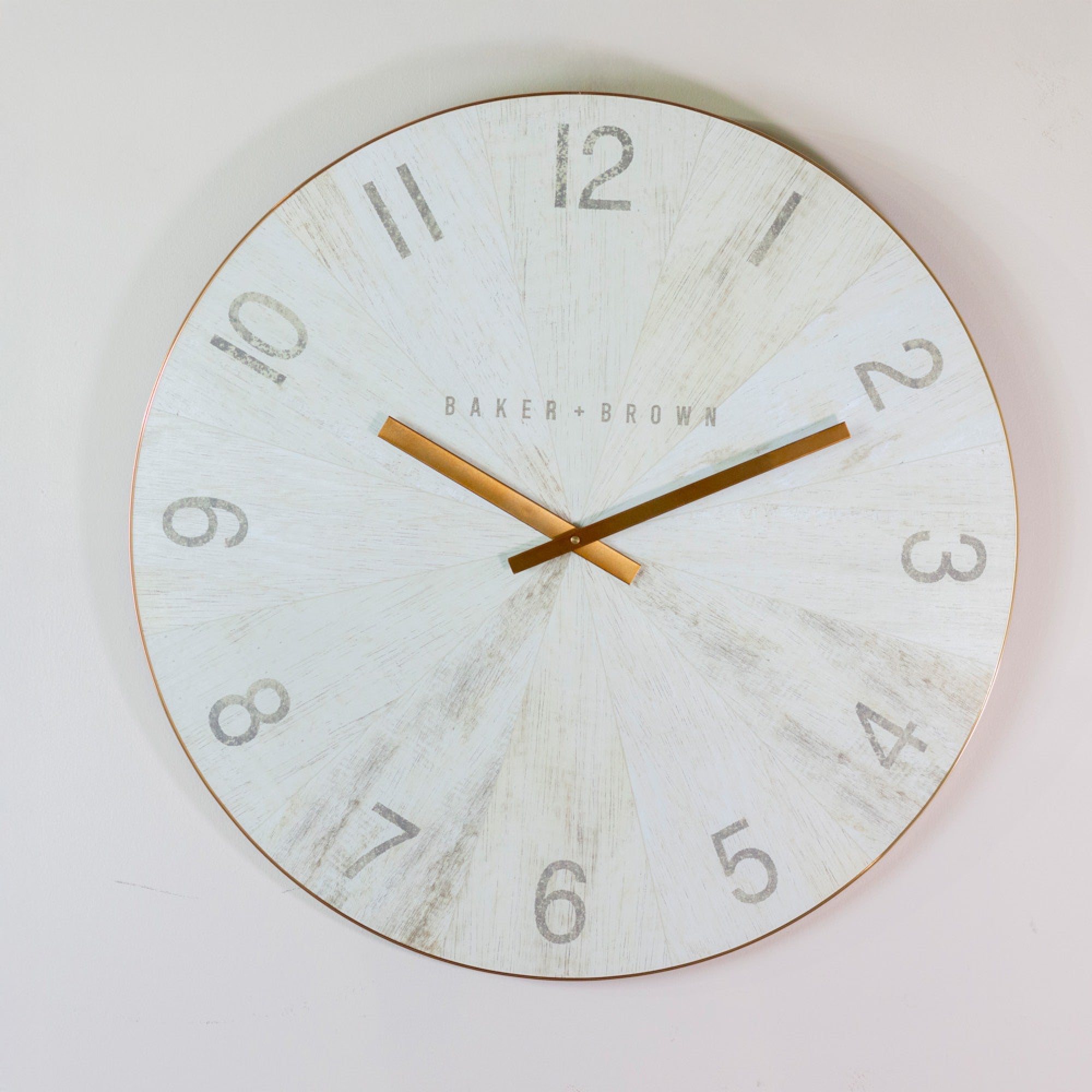 Baker and Brown Clock White Oak Gold | Shop Clocks Online - Foy and Company