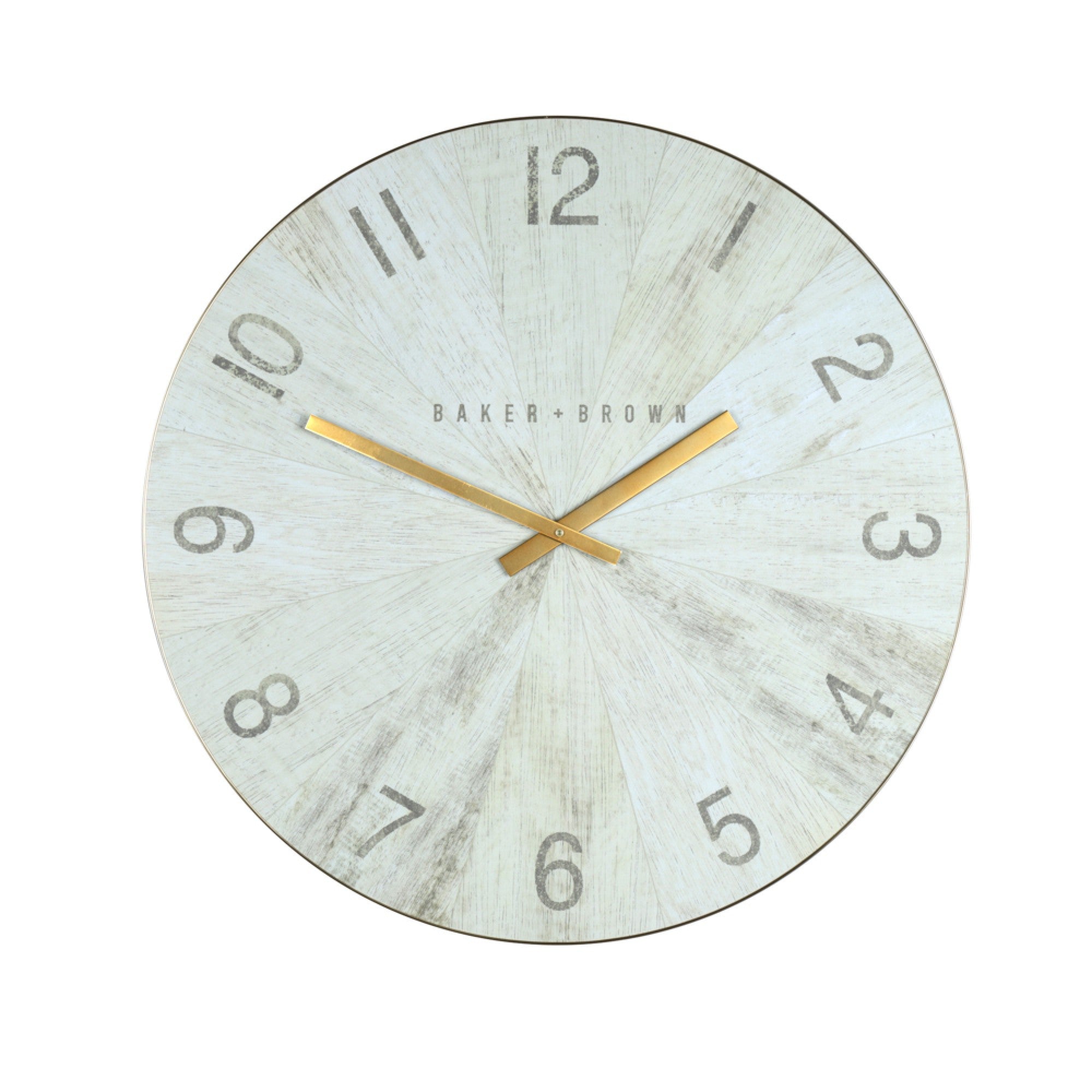 Baker and Brown Clock White Oak Gold | Shop Clocks Online - Foy and Company