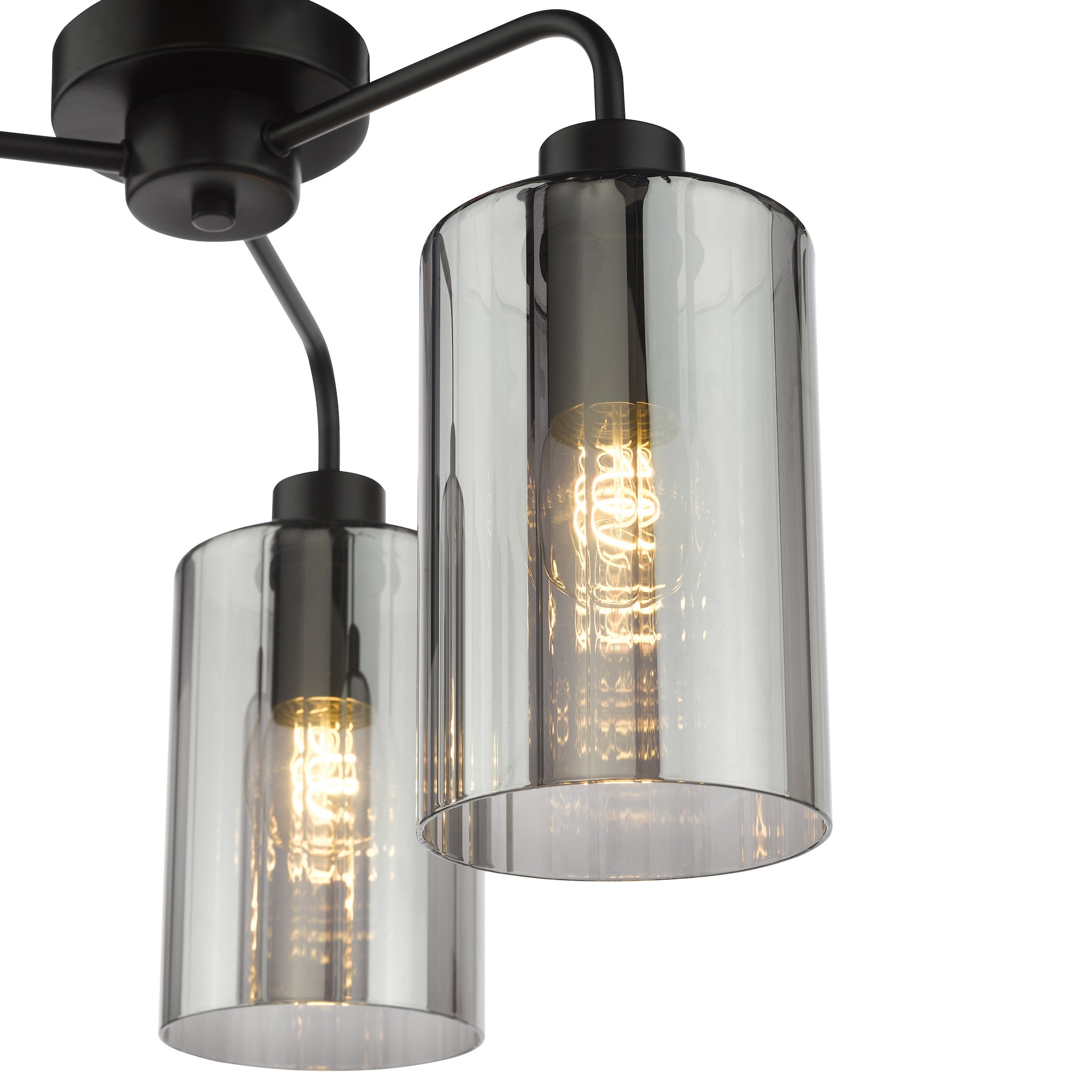 Satin Black Semi-Flush Ceiling Light | Daylin 3 Light Lighting - Foy ...