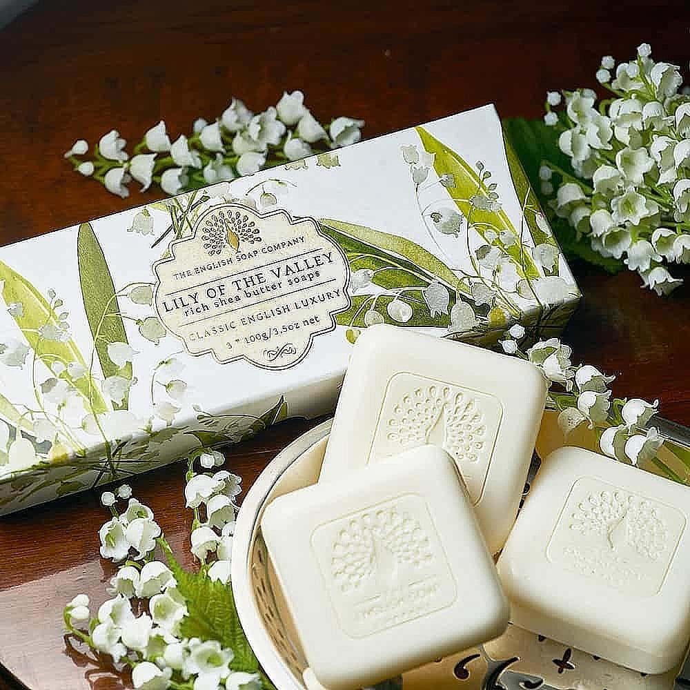 English Hand Soap Lily Of The Valley Gift Box 3 x100g - Foy and Company