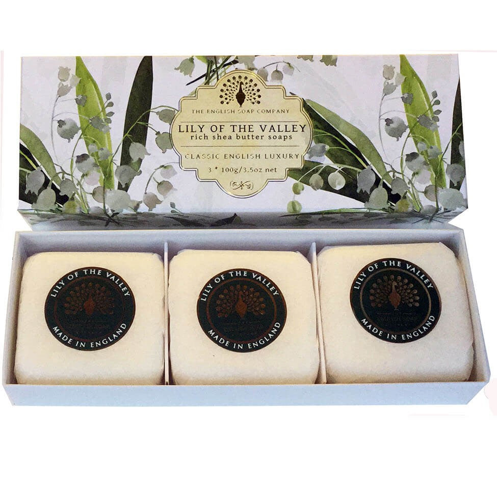 English Hand Soap Lily Of The Valley Gift Box 3 x100g - Foy and Company