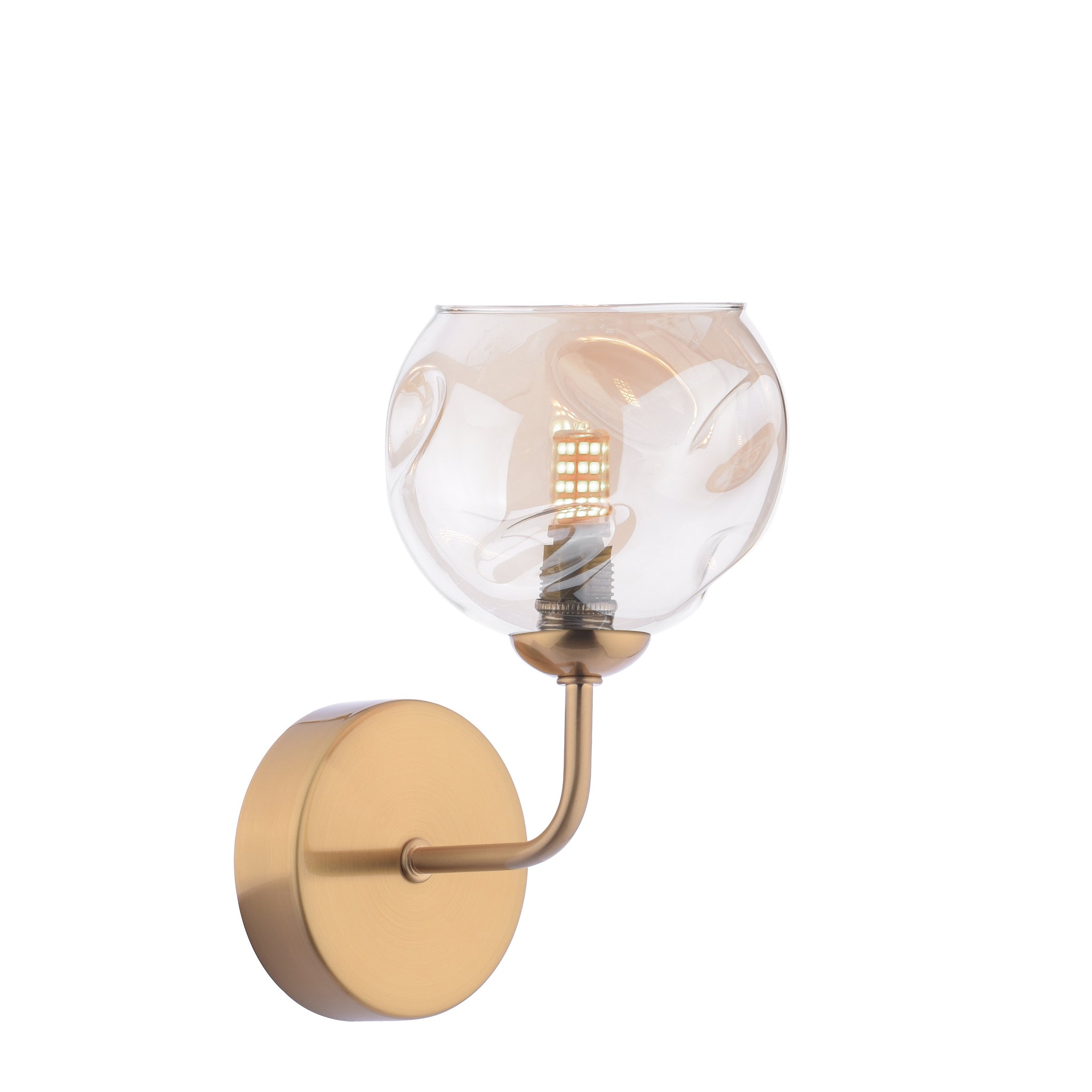 Antique Bronze Wall Light with Amber Glass Shade | Feya Lighting - Foy ...