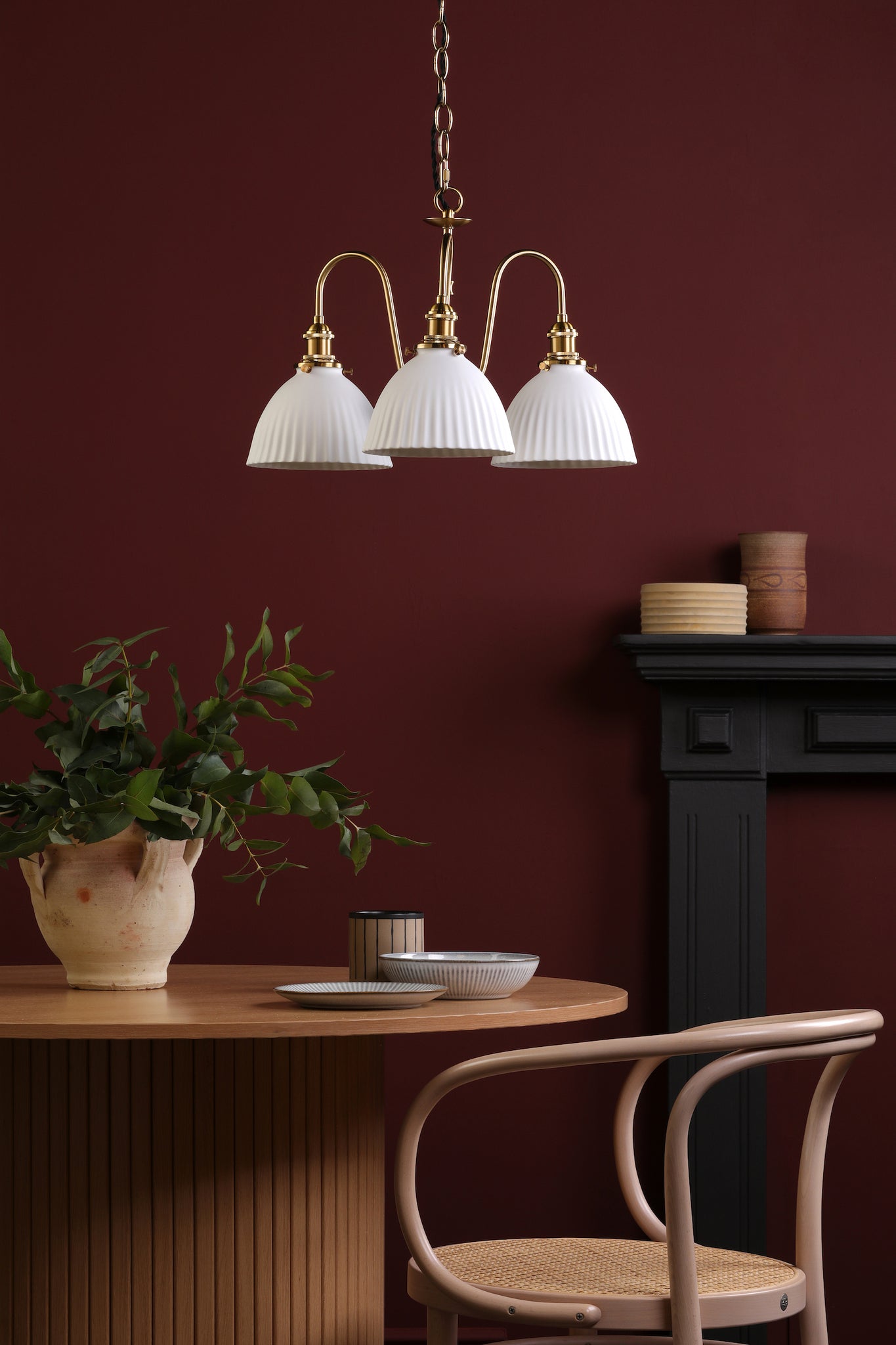 Natural Brass & White Pendant Ceiling Light | Hadano Collection - Foy ...