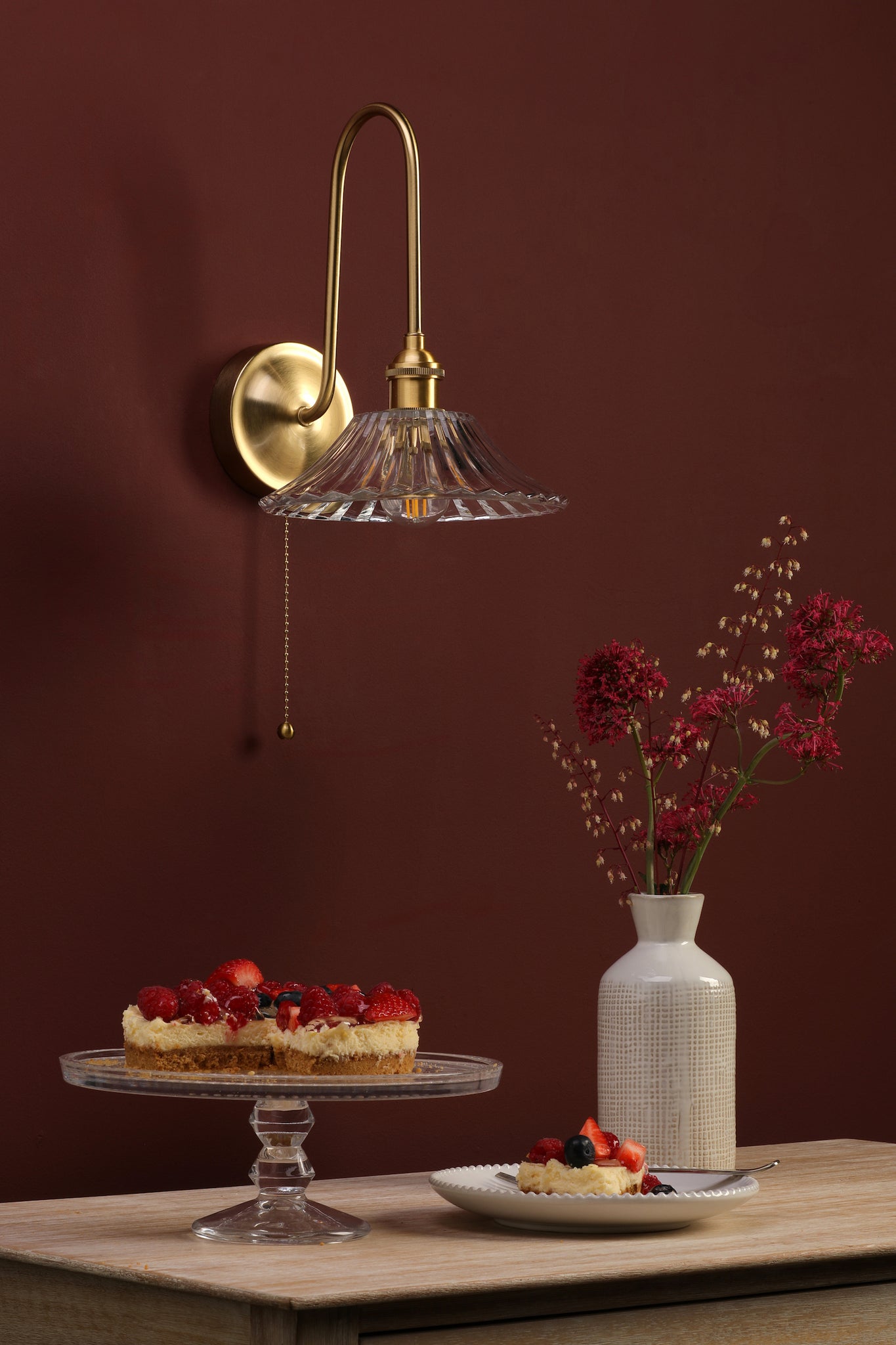 Natural Brass & Glass Wall Light | Hadano Wall Lamp - Foy and Company