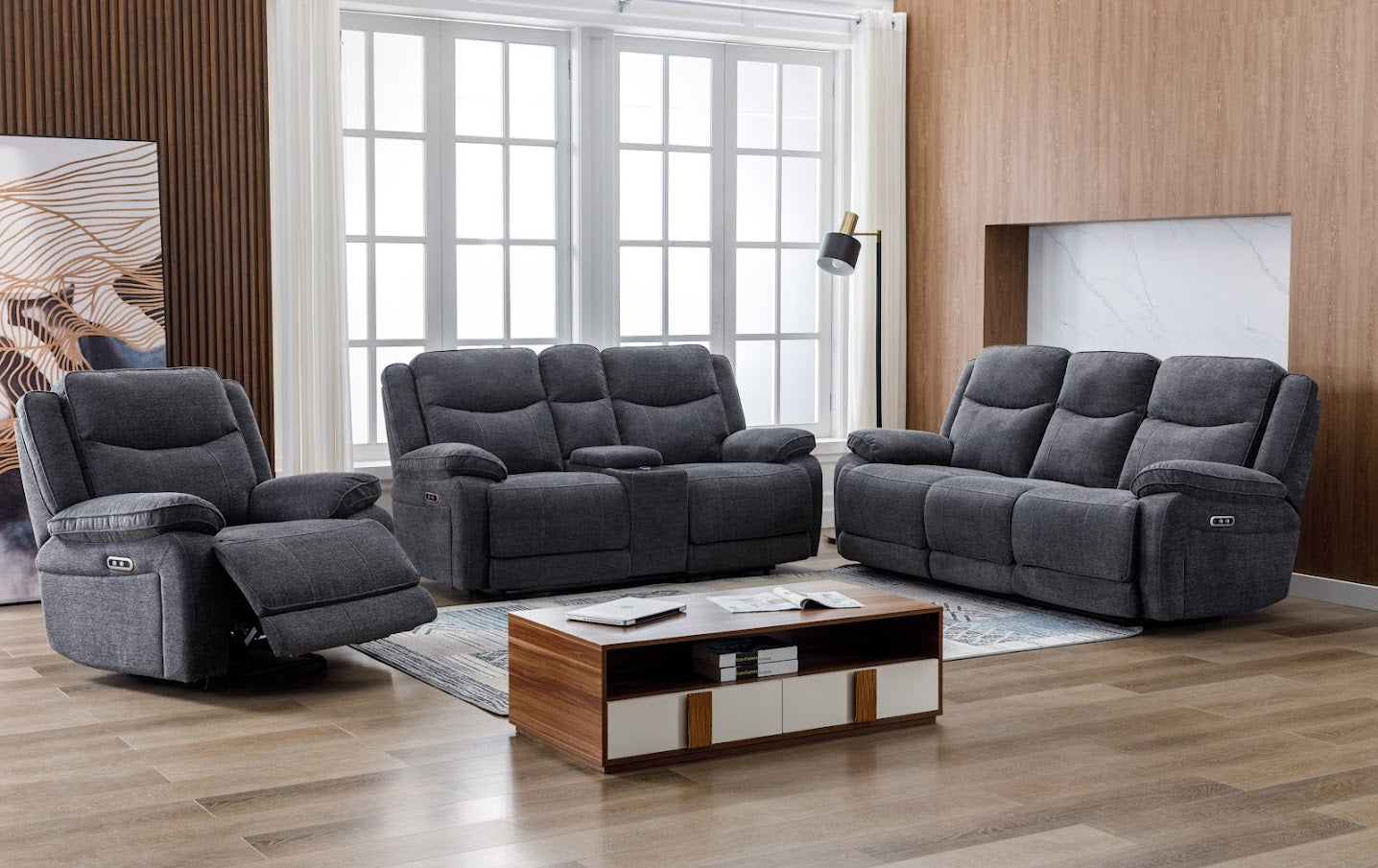Herbert 2 Seater Sofa Electric Recliner Dark Grey | Sofa Recliners ...