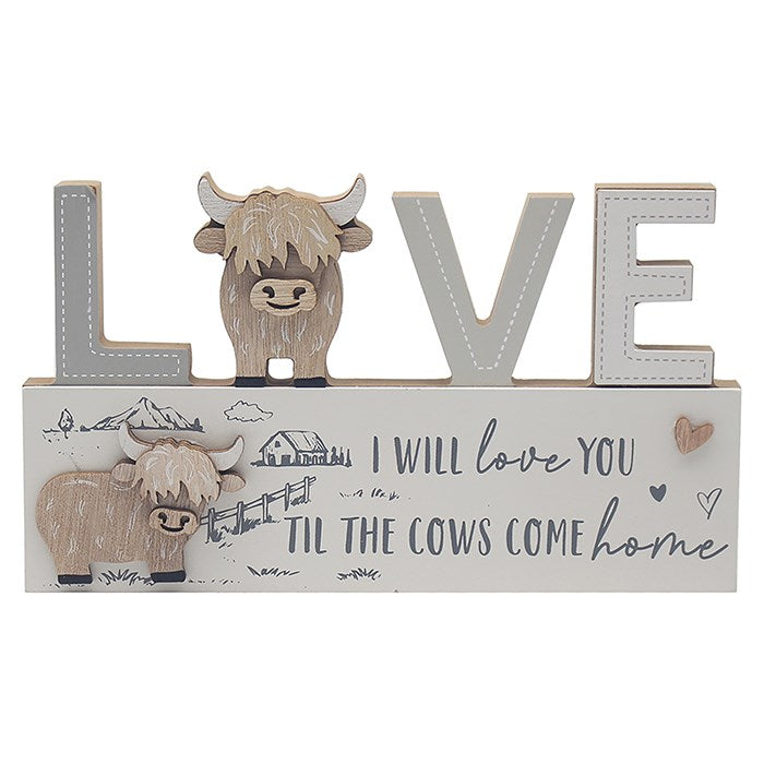 Highland Cow Word Plaque Love | Shop The Full Homeware - Default Title ...