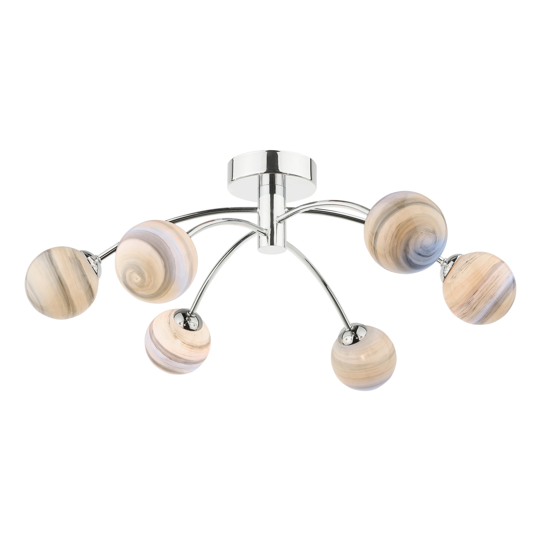 Semi Flush Mount Light with Planet Style Glass | Izzy 6 Light - Foy and ...