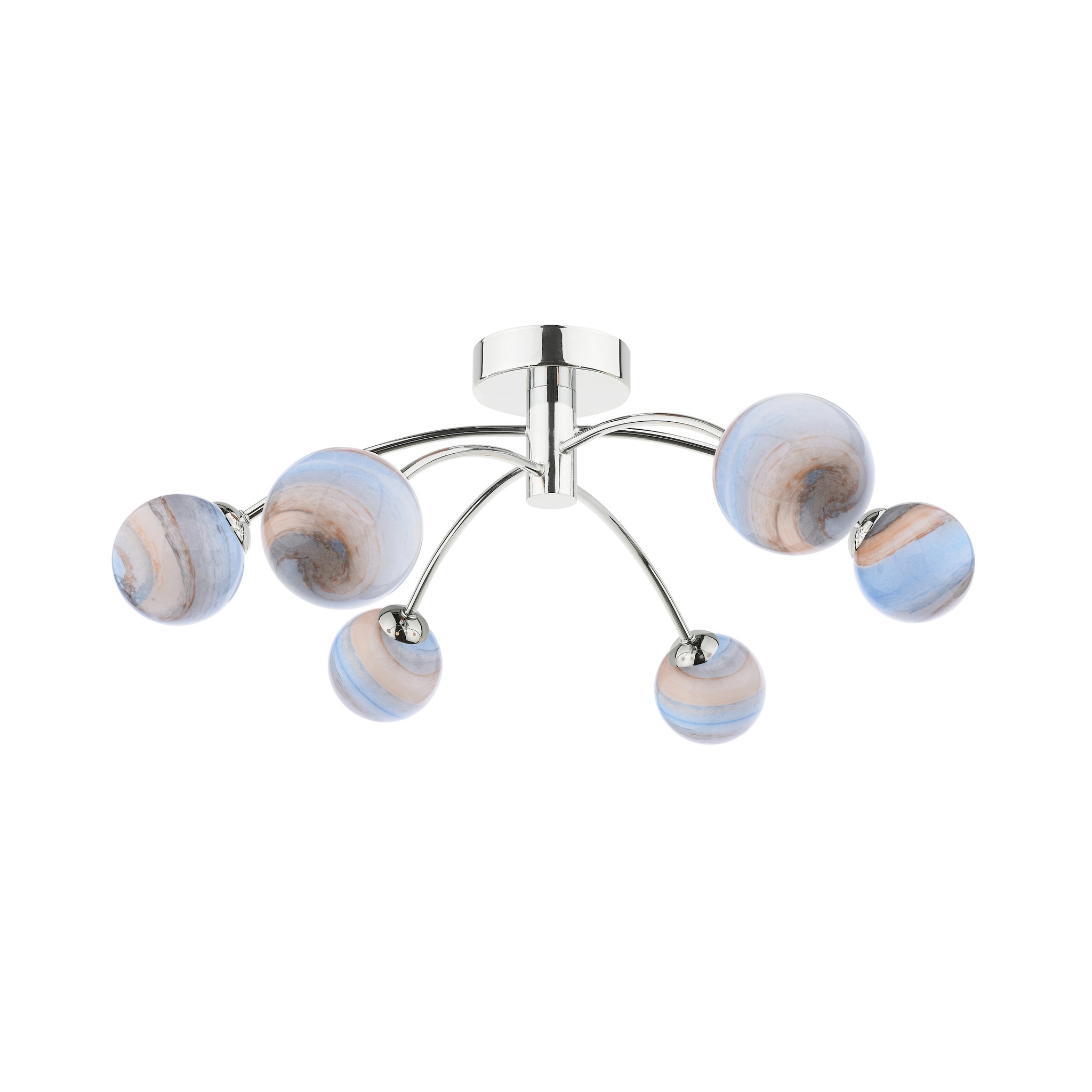 Semi Flush Mount Light with Planet Style Glass | Izzy 6 Light - Foy and ...