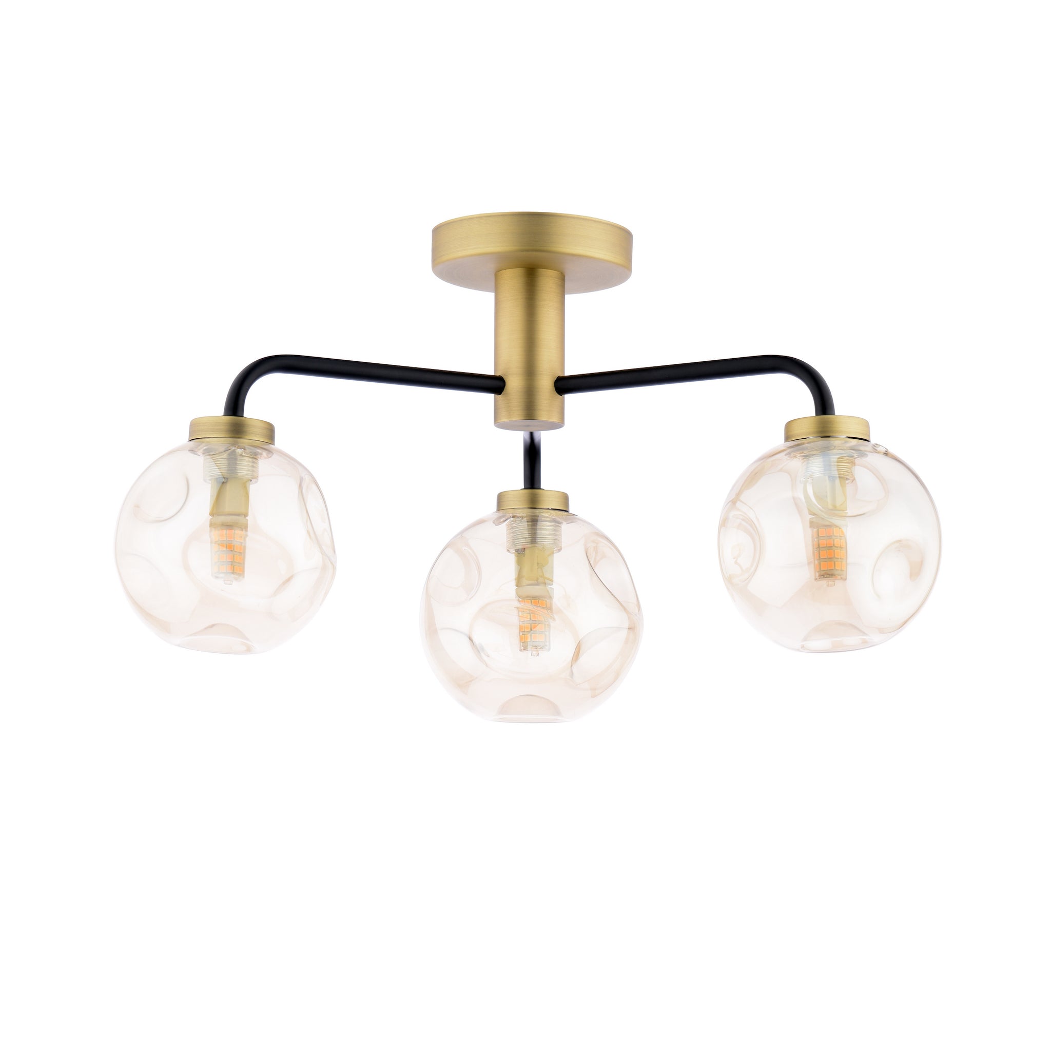 Semi Flush Light in Matt Black & Brass | Lainey Ceiling Light - Foy and ...