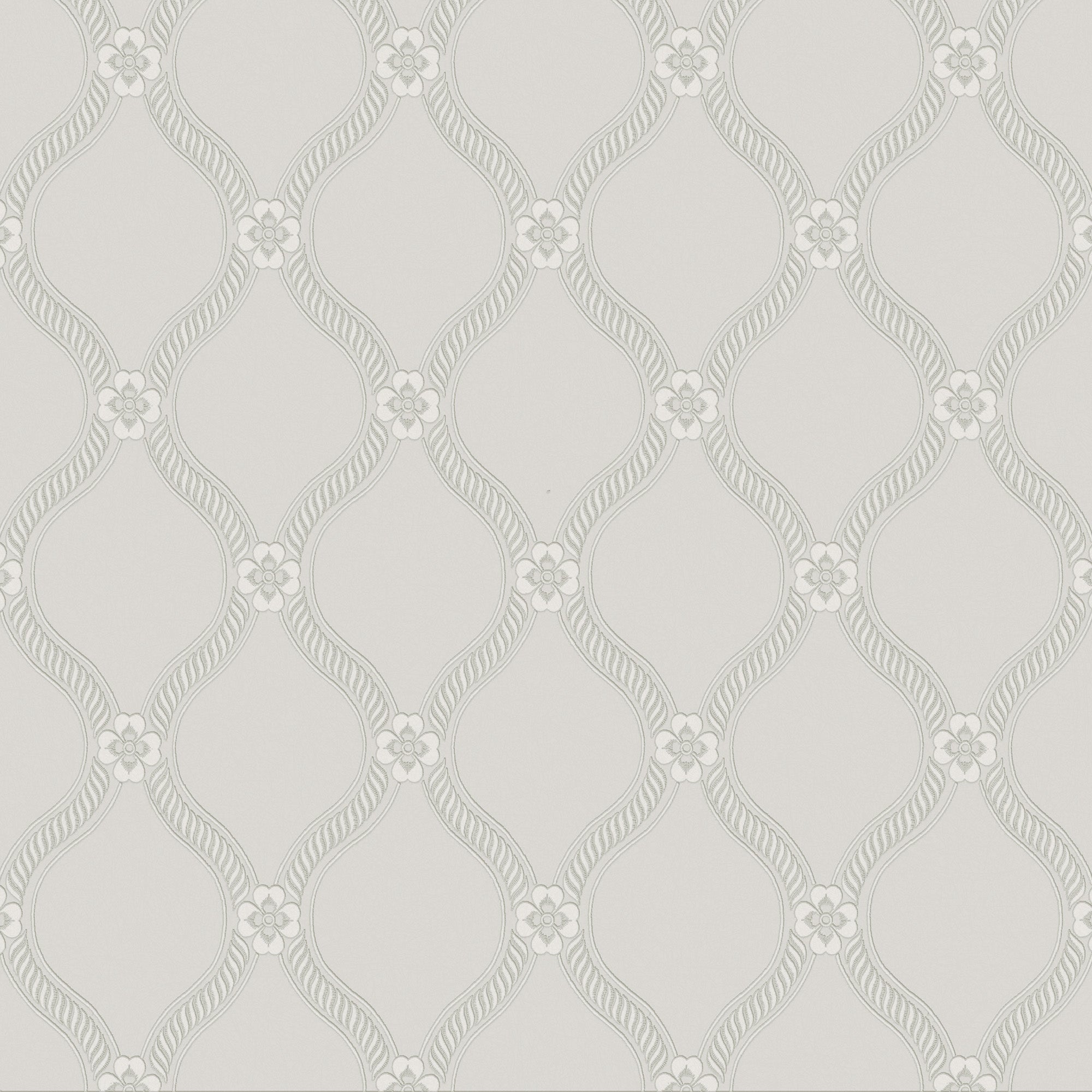 Laura Ashley White Wallpaper | Floral Trellis Wall Covering - Foy and ...