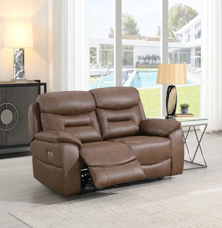 Leroy 2 Seater Sofa Electric Recliner Chestnut | Sofa Recliners - Foy ...