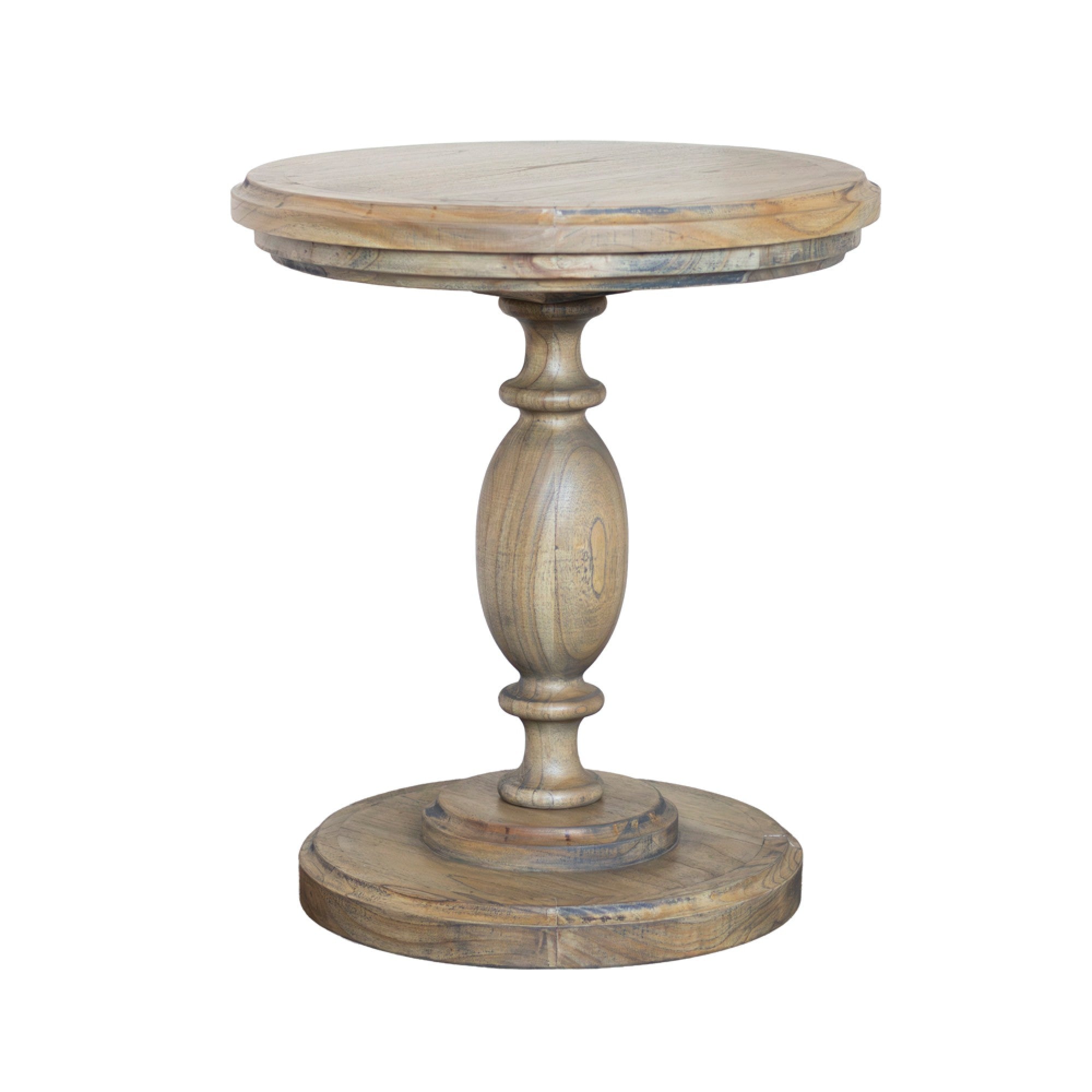 Wooden Side Table | Rustic Round End & Lamp Table – Marwood Pillar ...