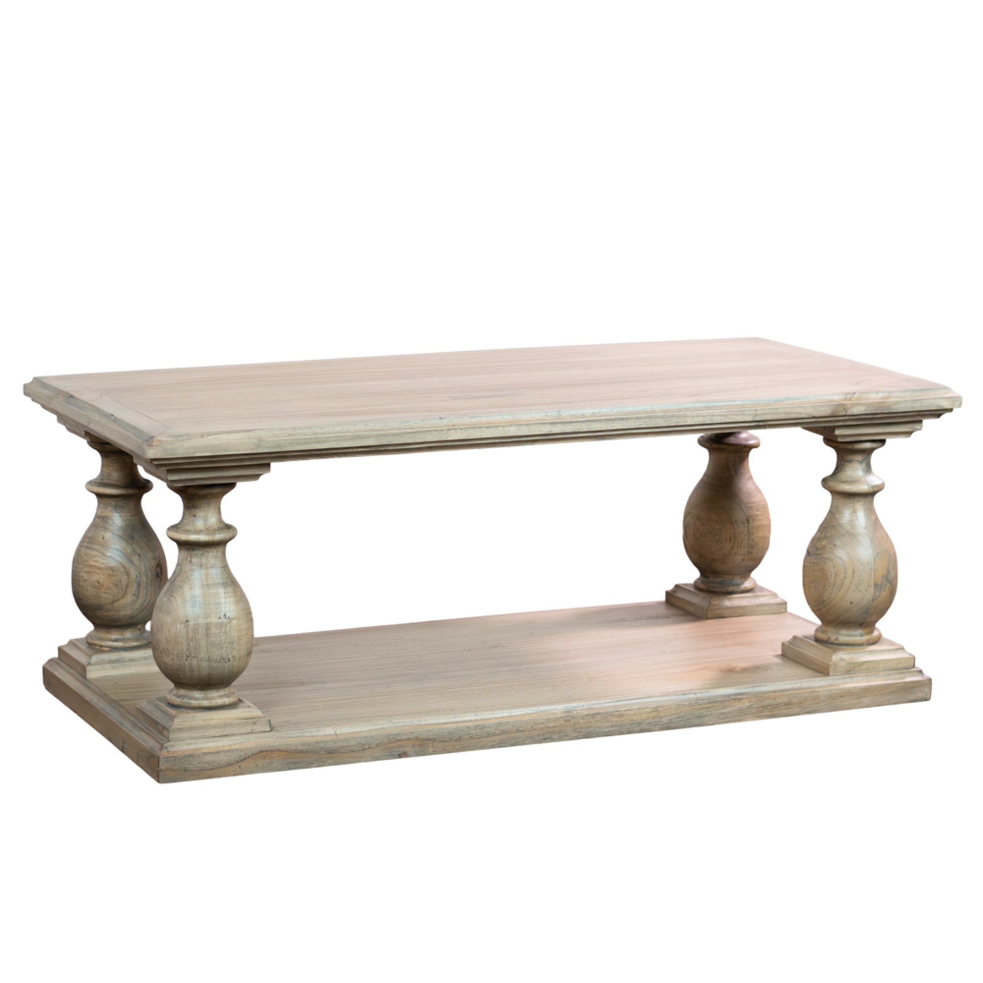 Rustic Pillar Coffee Table | Marwood Rectangle Wooden Coffee Table ...
