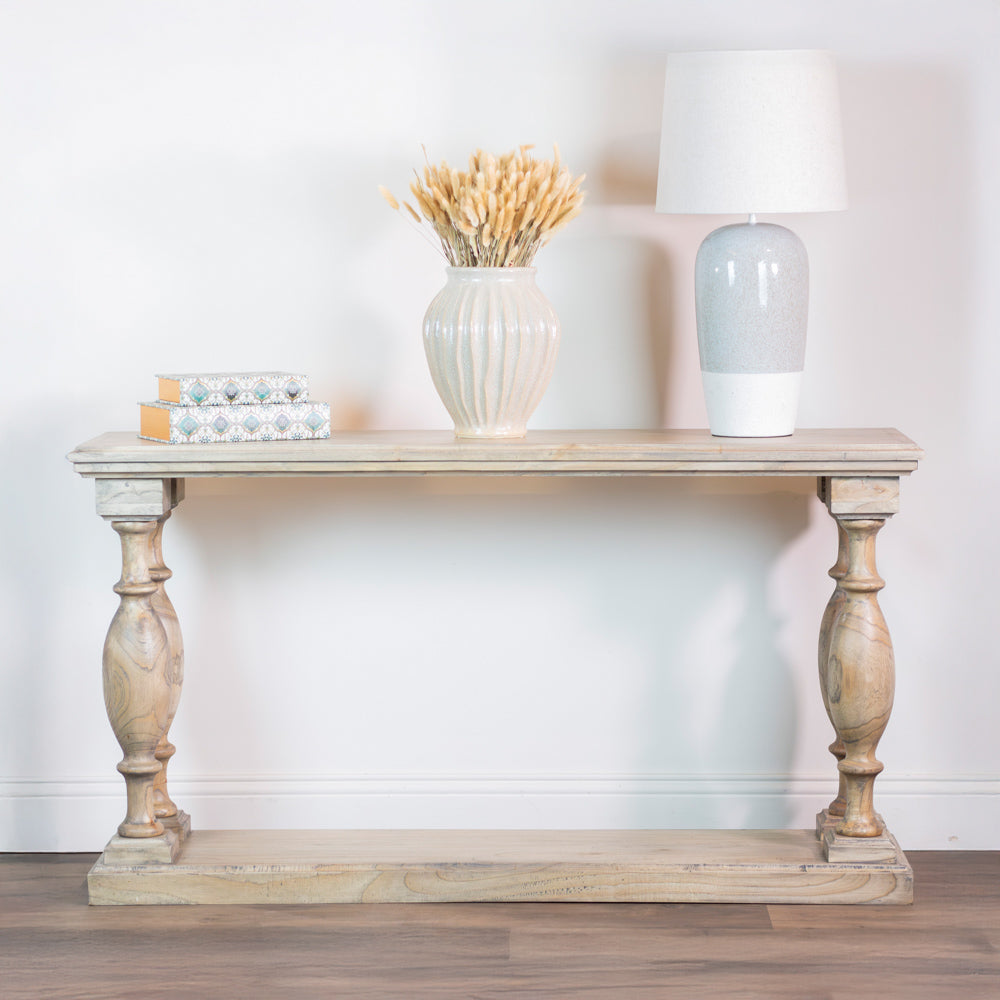 Marwood Pillars 150cm Console Table | Rustic Living Room Table - Foy ...