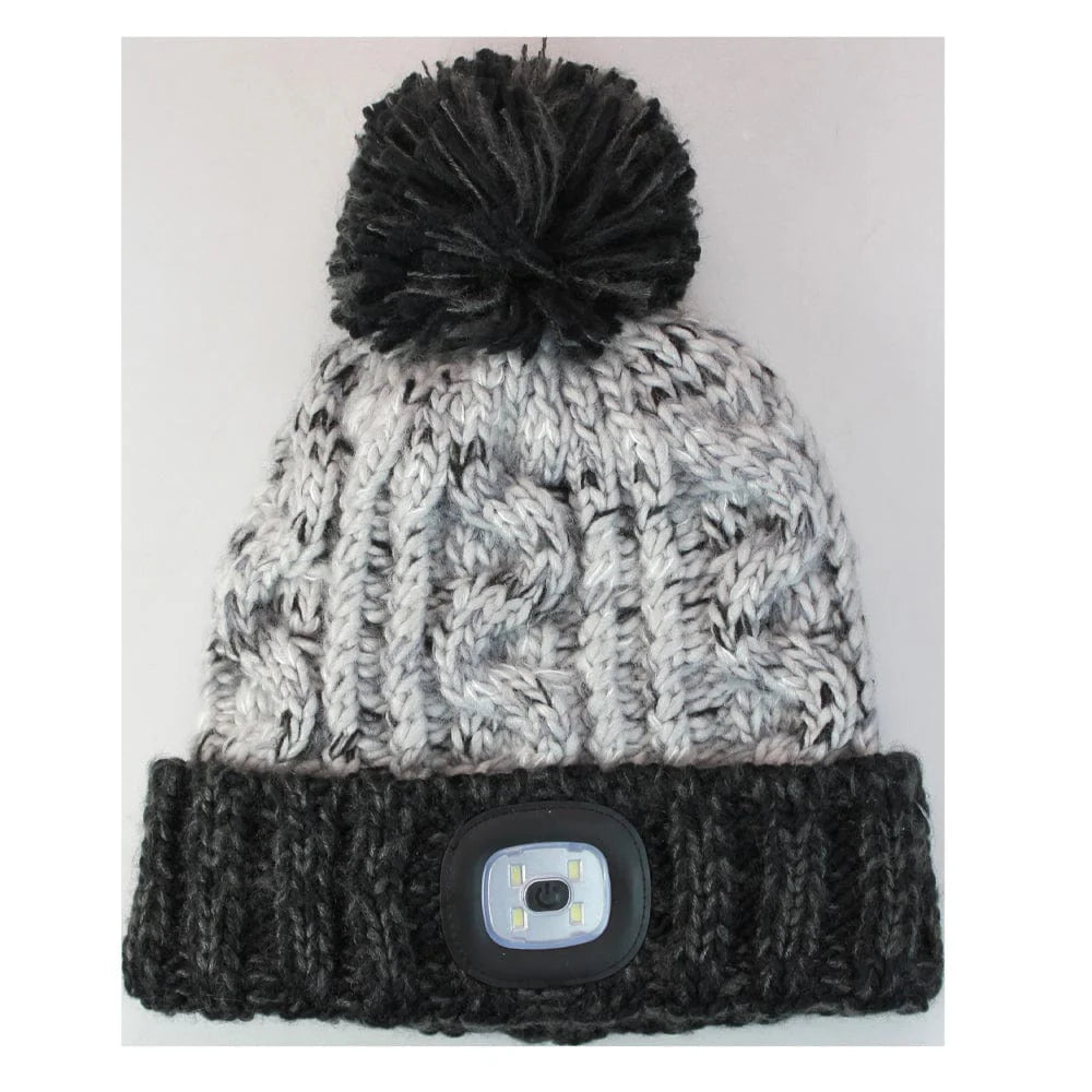 Men's Chunky Knit LED Torch Hat Black | Foy and Company - Foy and Company
