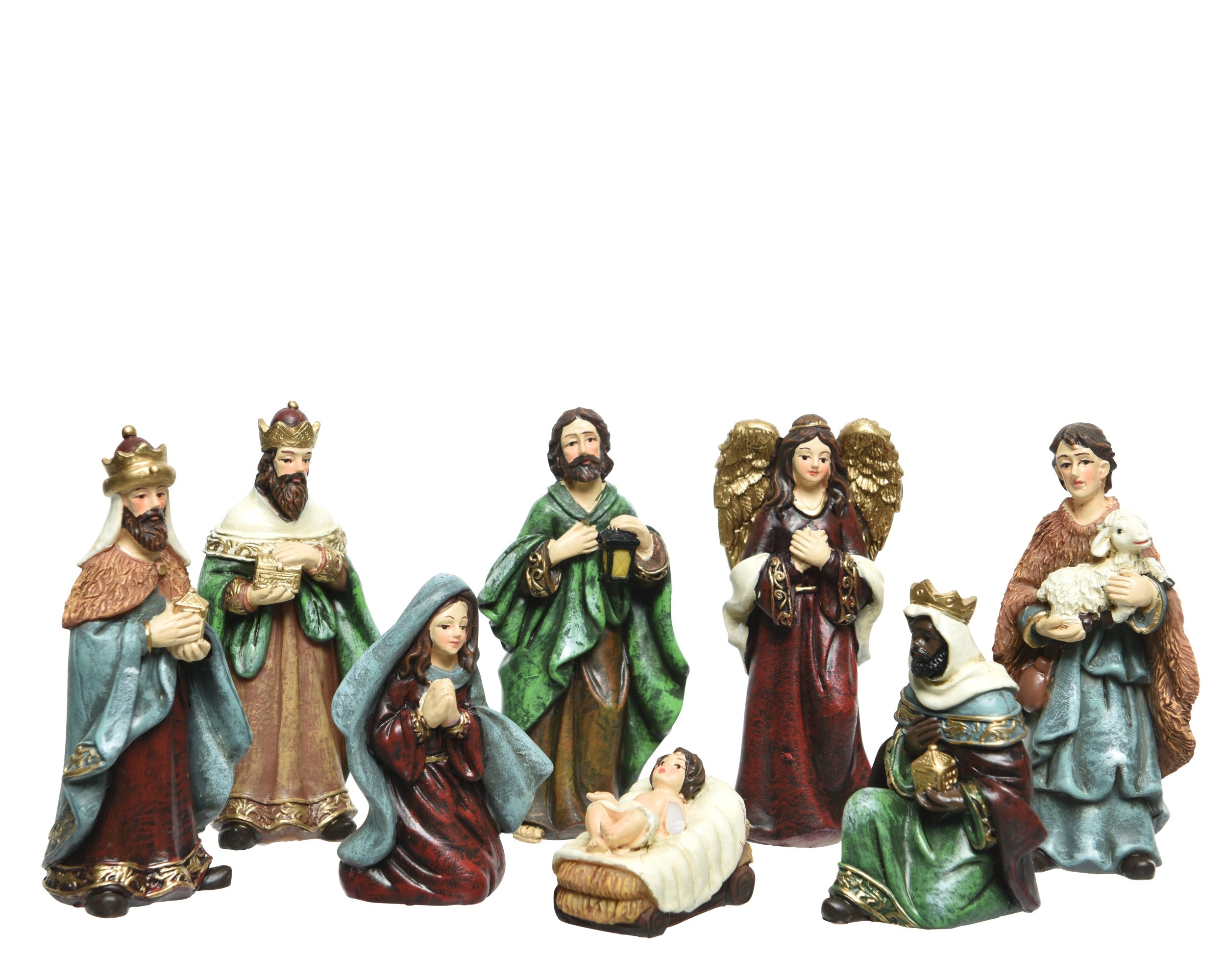 Elegant Nativity Set 8 Figures 9cm | Hand-Painted Christmas Decoration ...