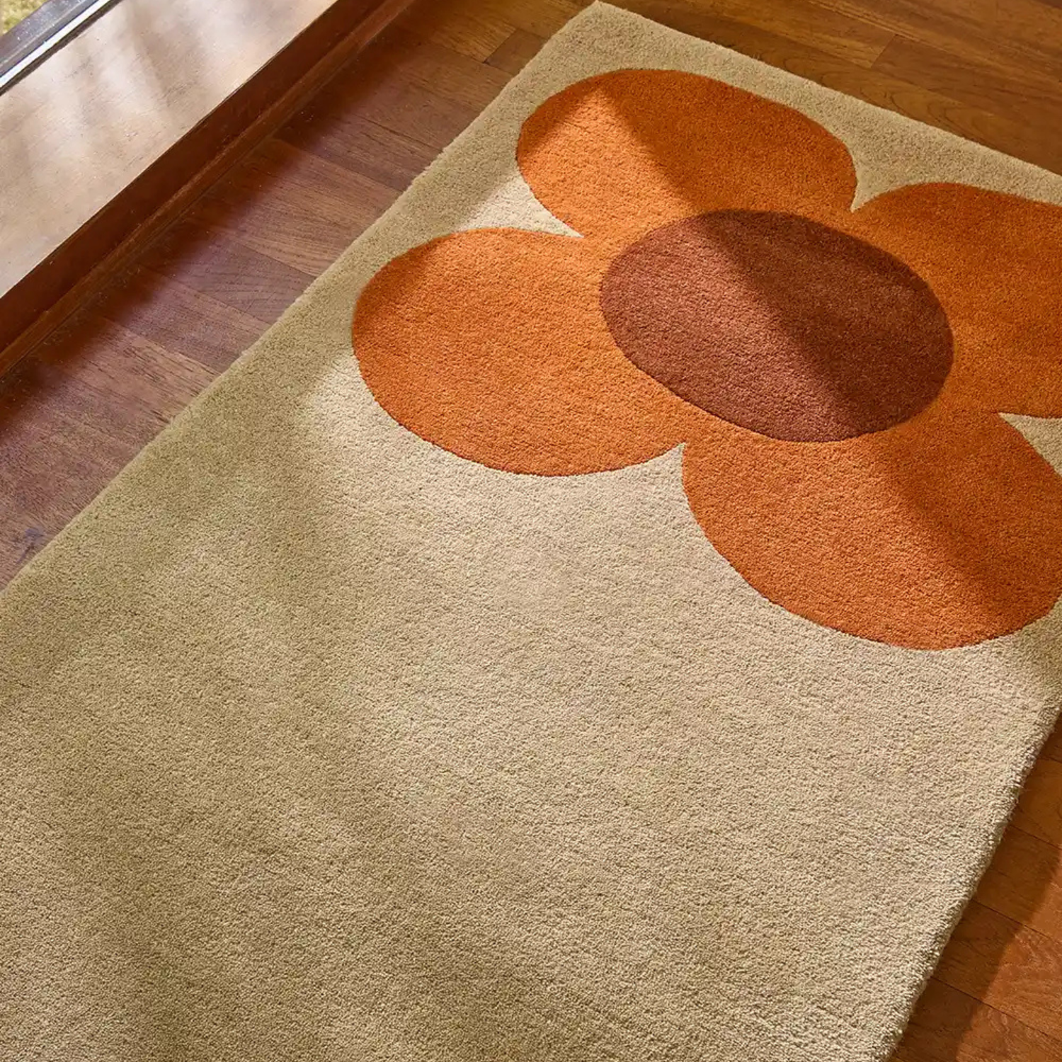 Orla Kiely Pumpkin Ecru Runner Rug | Luxury Hand Tufted Wool Rugs - Foy ...