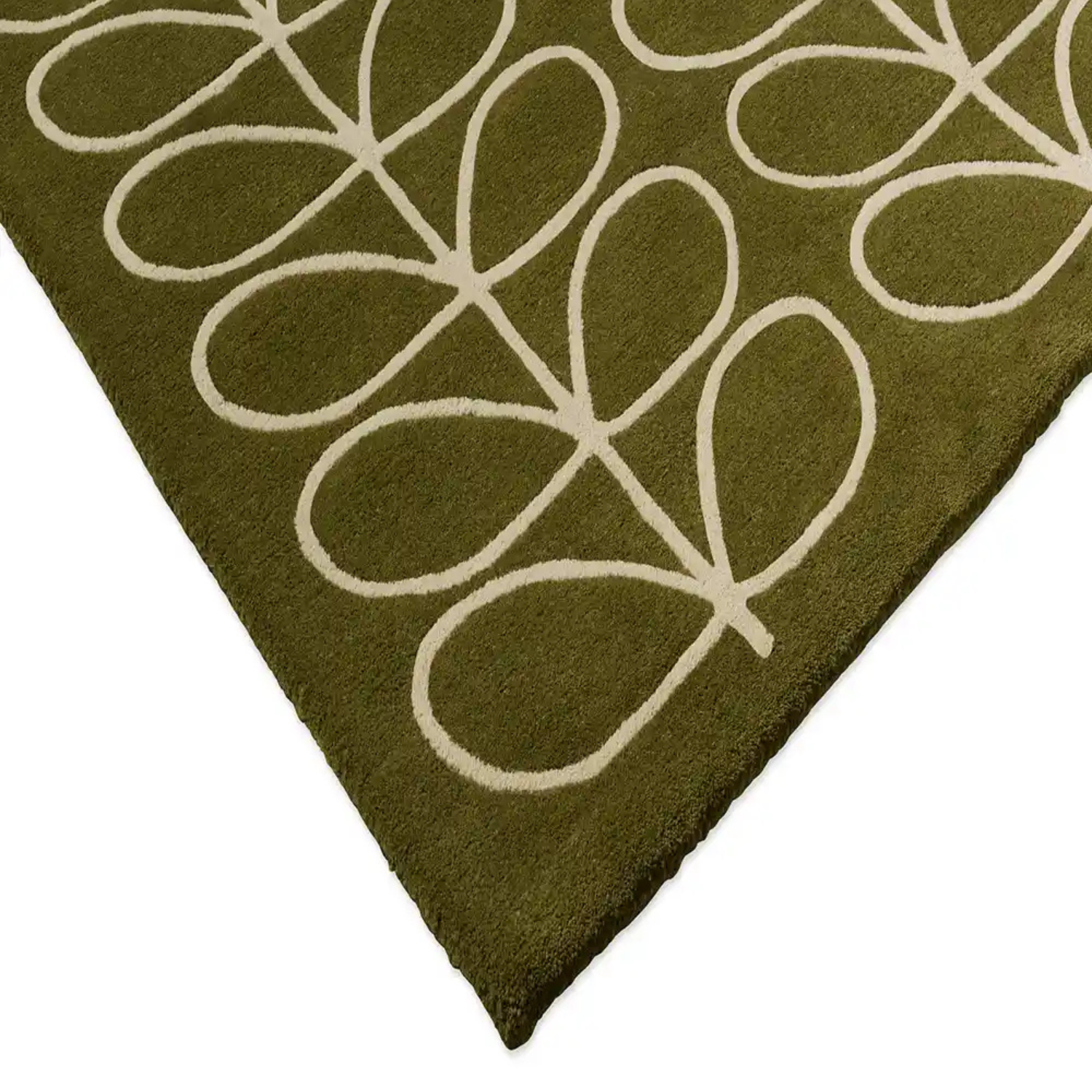 Orla Kiely Linear Stem Olive Rug | Retro Floral Wool Rugs - Foy and Company