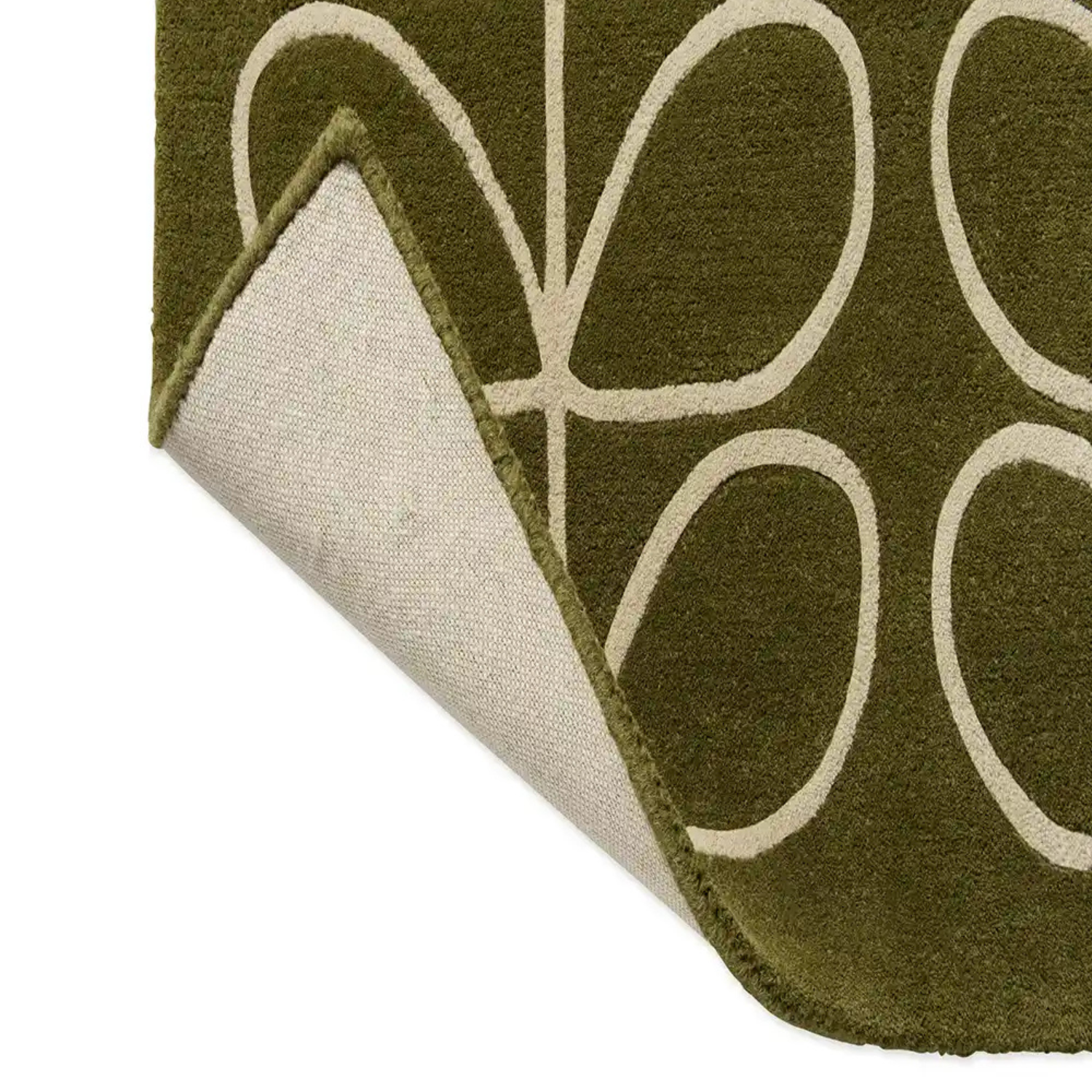 Orla Kiely Linear Stem Olive Rug | Retro Floral Wool Rugs - Foy and Company