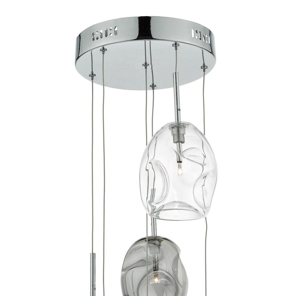 Quinn 6 Light Cluster Pendant Polished Chrome close view picture of the ...