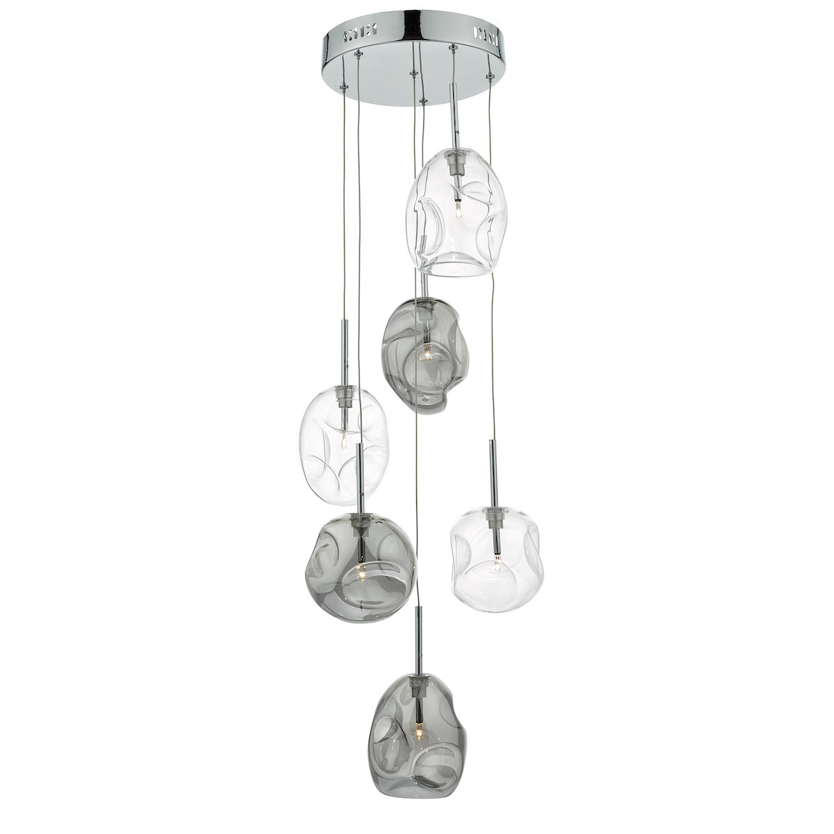 Quinn 6 Light Cluster Pendant Polished Chrome picture on the white ...