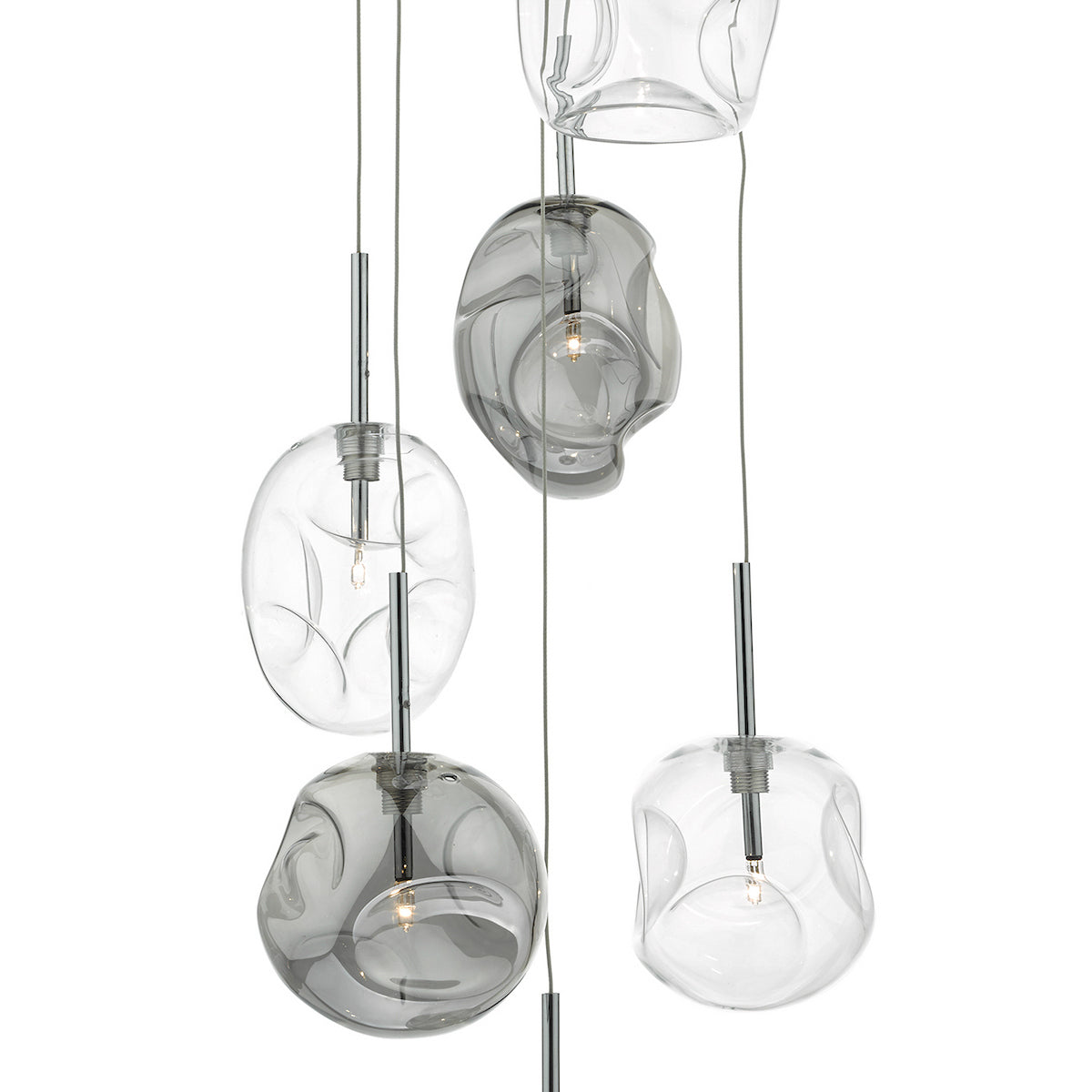Quinn 6 Light Cluster Pendant Polished Chrome close view picture of the ...