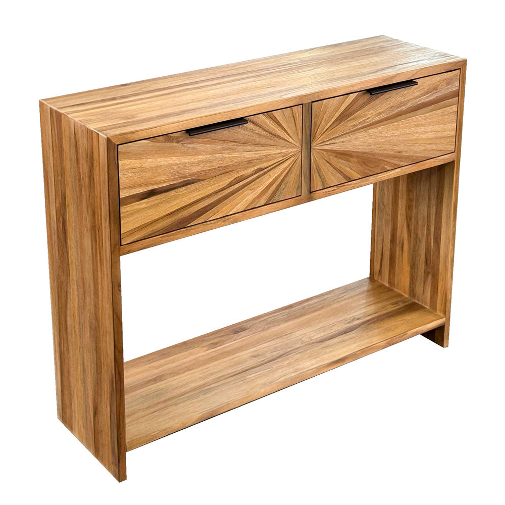 Ray 2 Drawer Console Table Ginger Teak | Console with Storage - Foy and ...