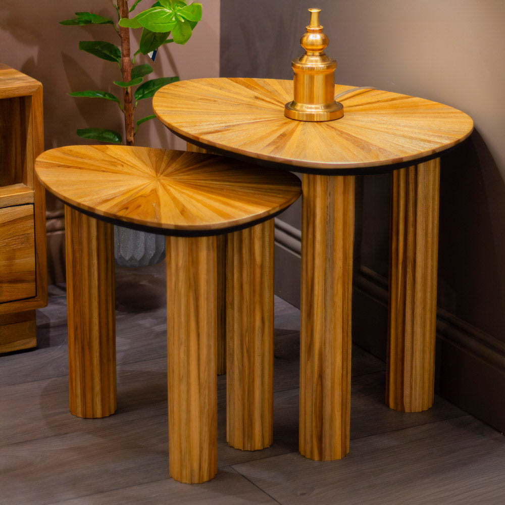 Ginger Teak Nest of Side Tables | Wooden Side Tables Collection - Foy ...