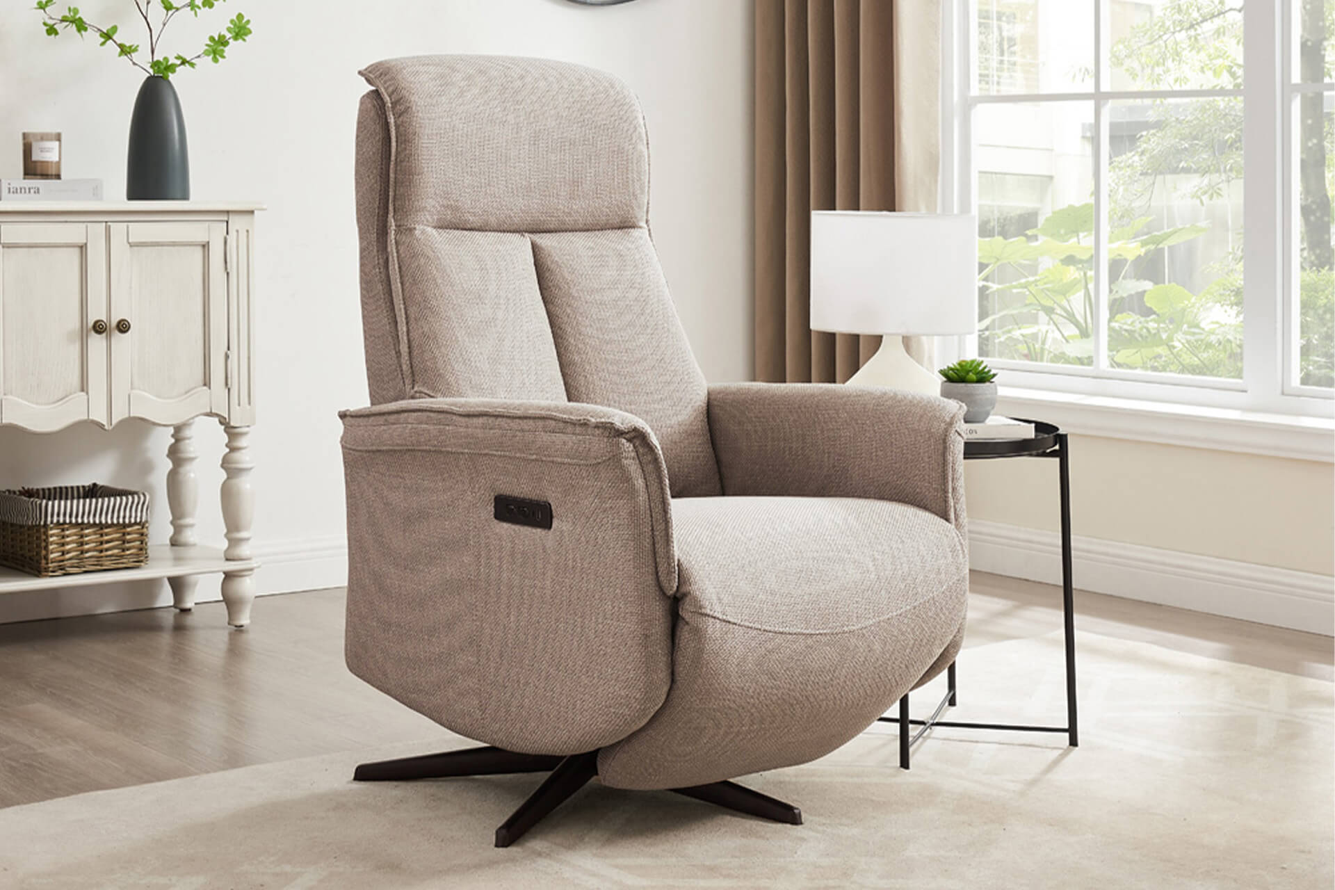Riya Electric Reclining Accent Chair Mushroom | Foys - Foy and Company