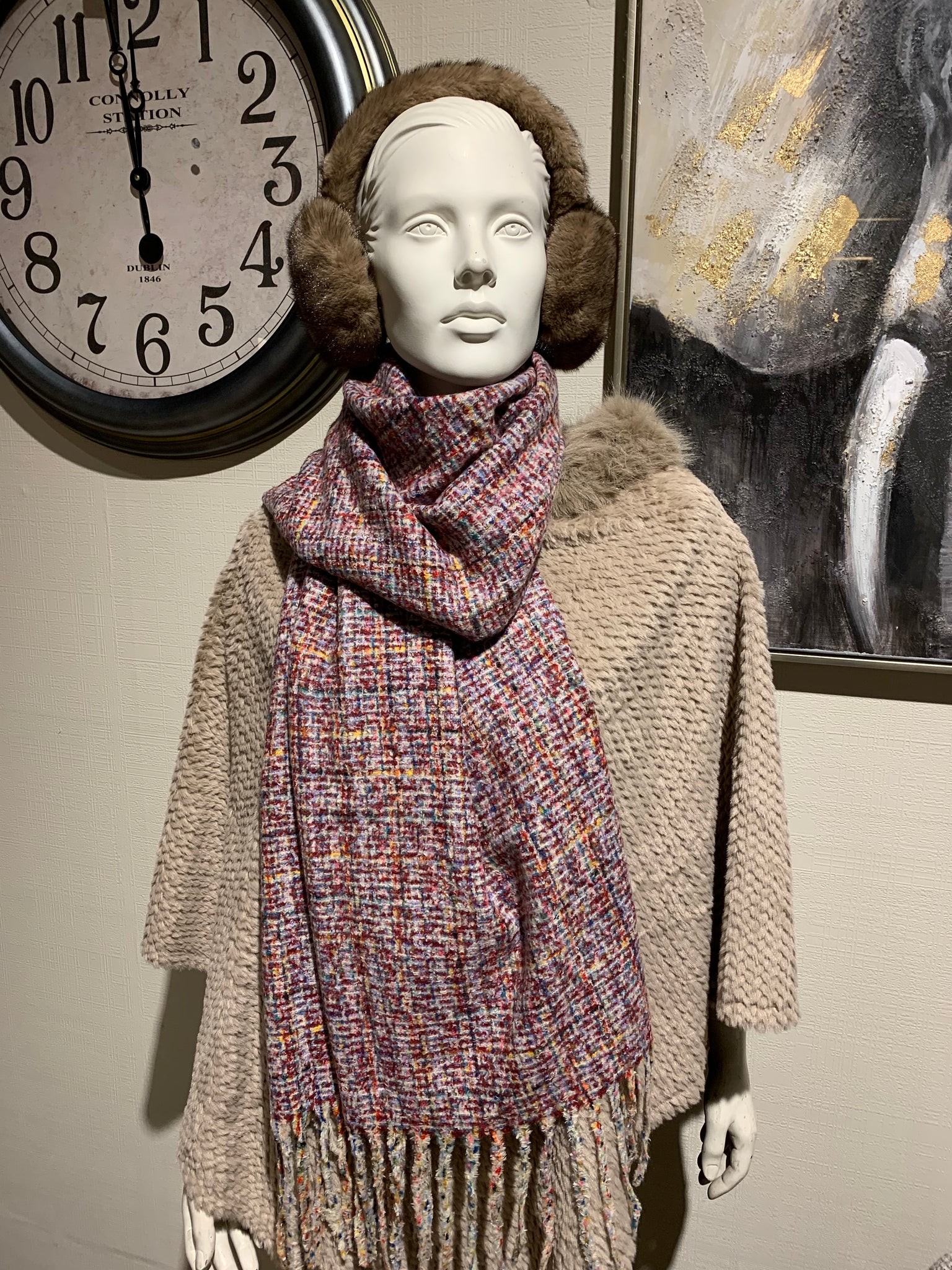 Soft Pink Multicolor Scarf | Warm Twisted Scarf Gift for Her - Foy and ...