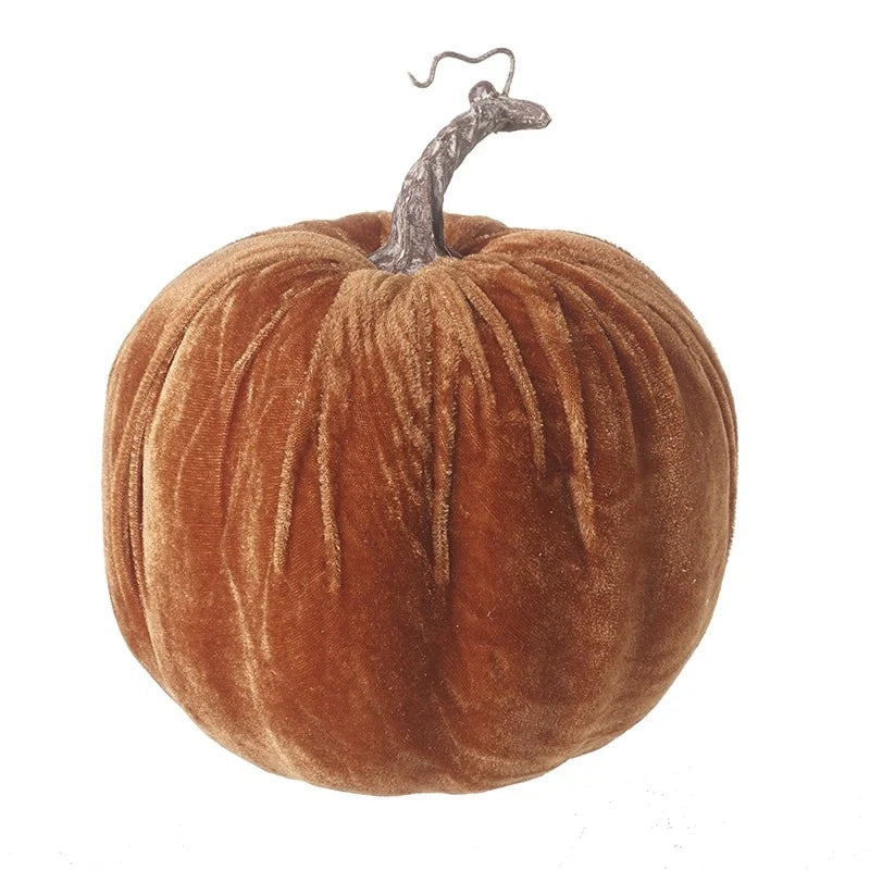 Large Dark Orange Velvet Pumpkin | Foy and Company - Foy and Company