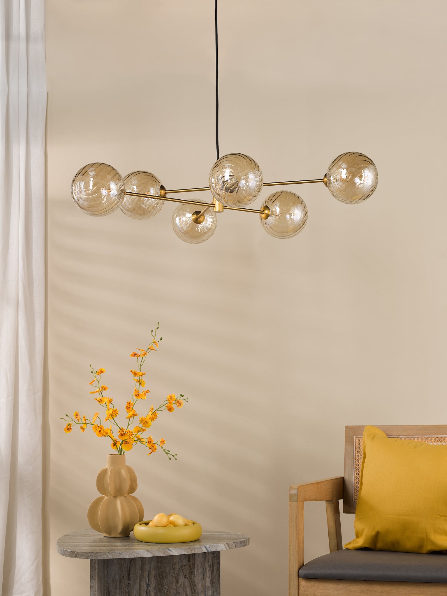 Vignette 6 Light Pendant | Aged Brass Lighting Collection - Foy and Company