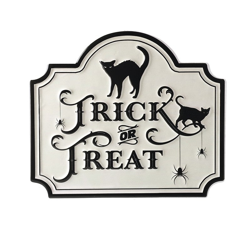 White Trick Or Treat Metal Sign | Seasonal Home Decor | Foys.ie - Foy ...