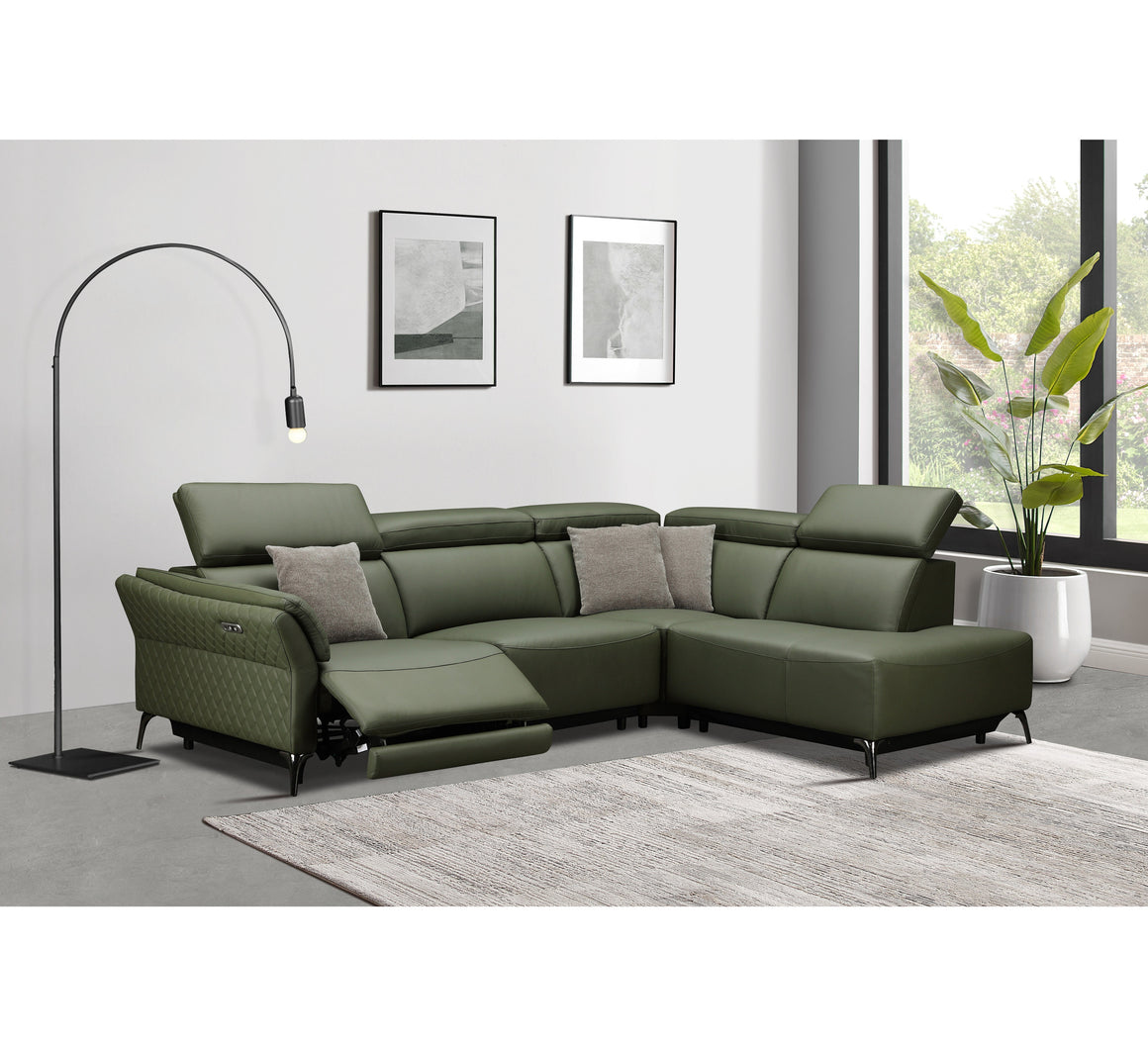 Line: Milan Electric Recliner Corner Sofa Forest Green - Foy and Company
