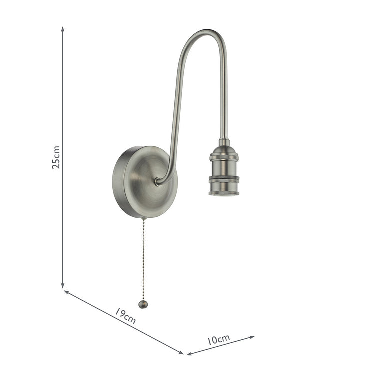 Tall Wall Light Bracket in Antique Chrome | Lighting Collection - Foy ...