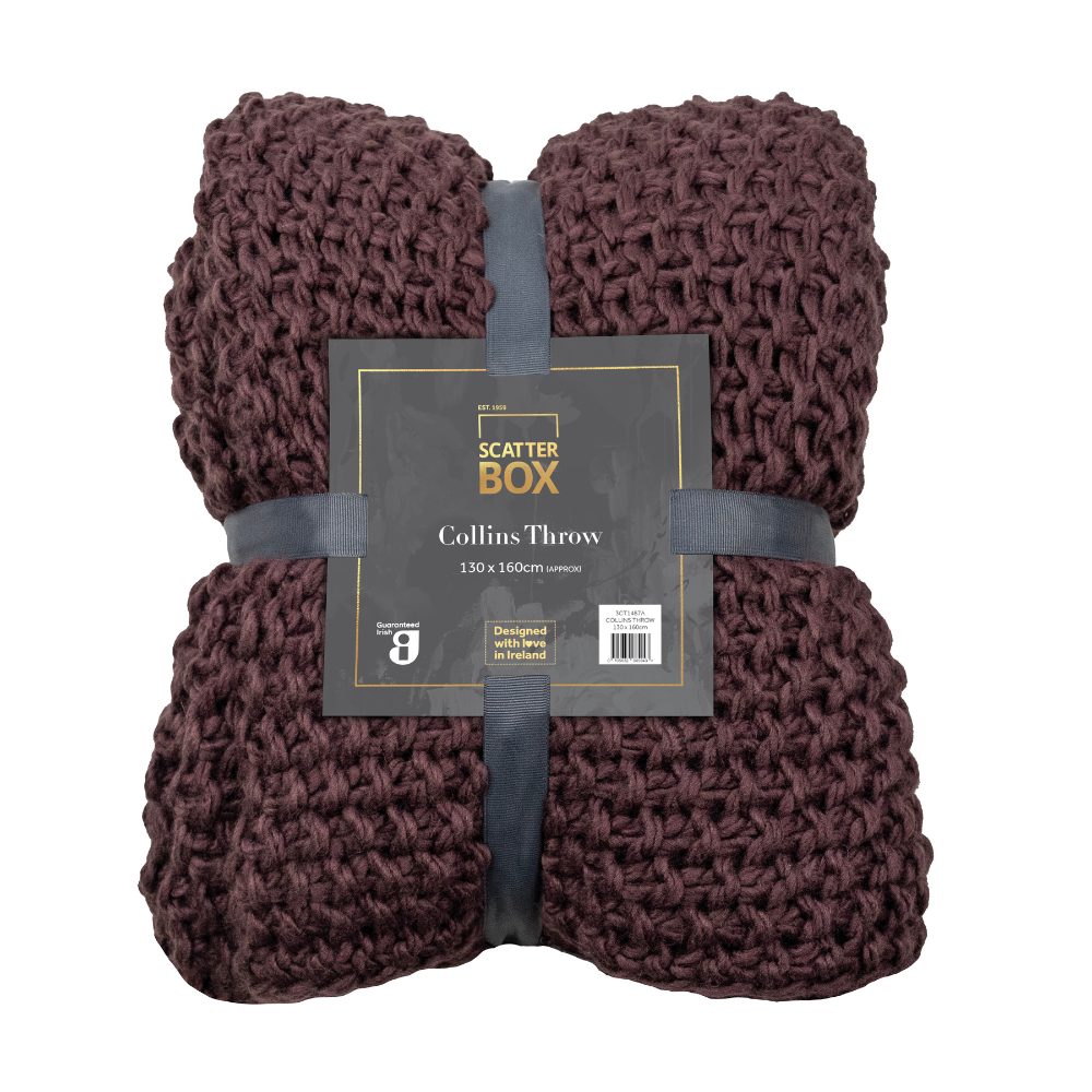 Scatterbox Collins Throw Aubergine | Sofa Throws | Blankets - Default ...