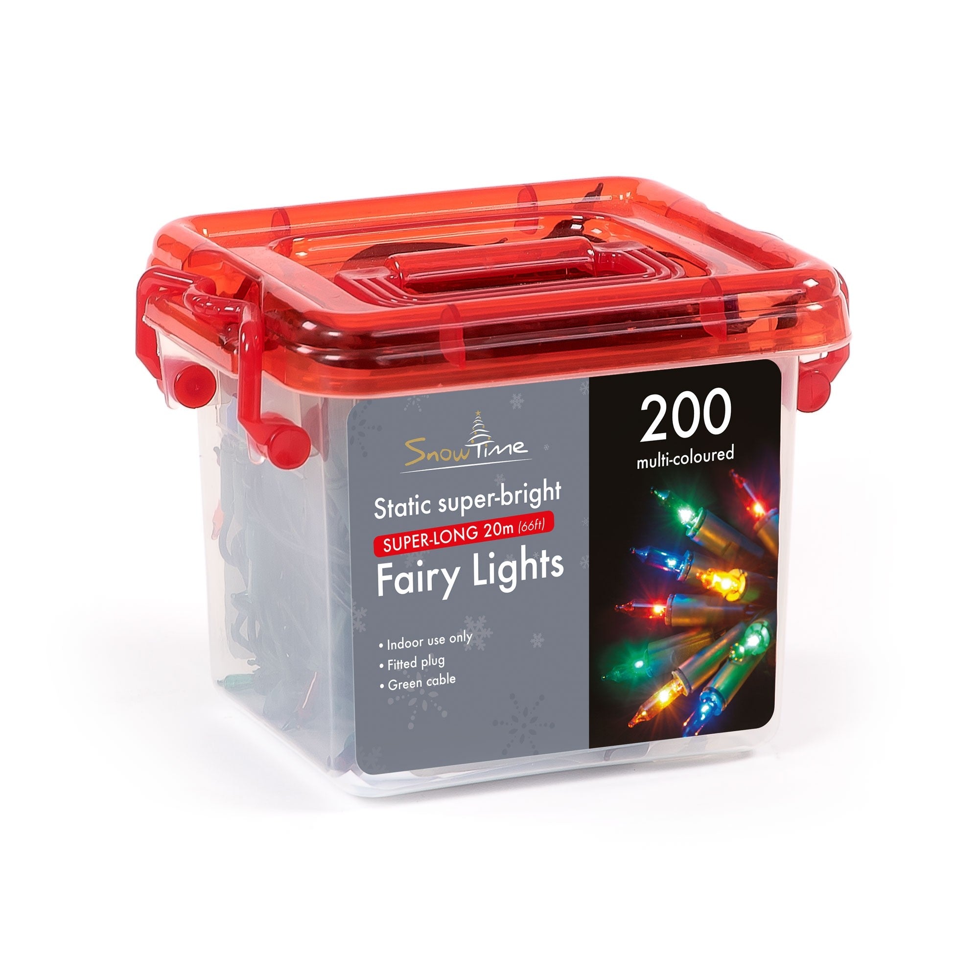 200 Fairy Lights Multi Coloured Static Plastic Tub - Foy and Company