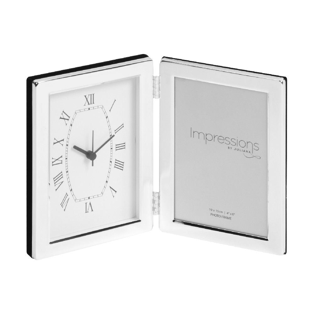 Silver Plated Hinged Clock Photo Frame - Default Title - Foy and Company