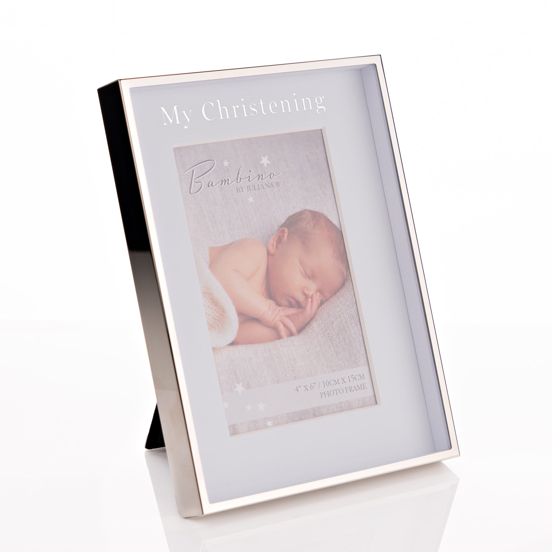 Silver Colour 4 X 6 Photo Frame Christening Day Blue - Foy and Company