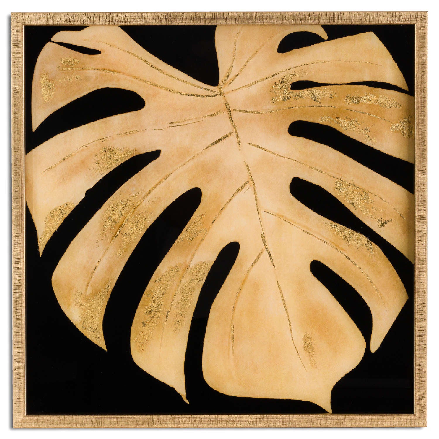Fern Cottage Metallic Cheese Plant Glass Image In Gold Frame - Foy and ...