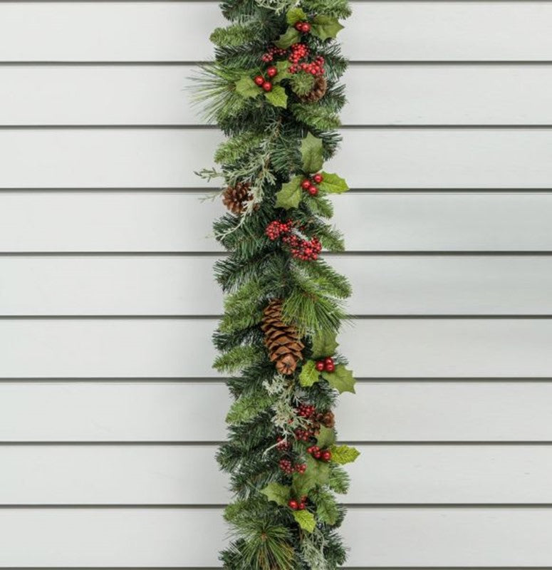 180CM Large Cone Holly Garland - Foy and Company