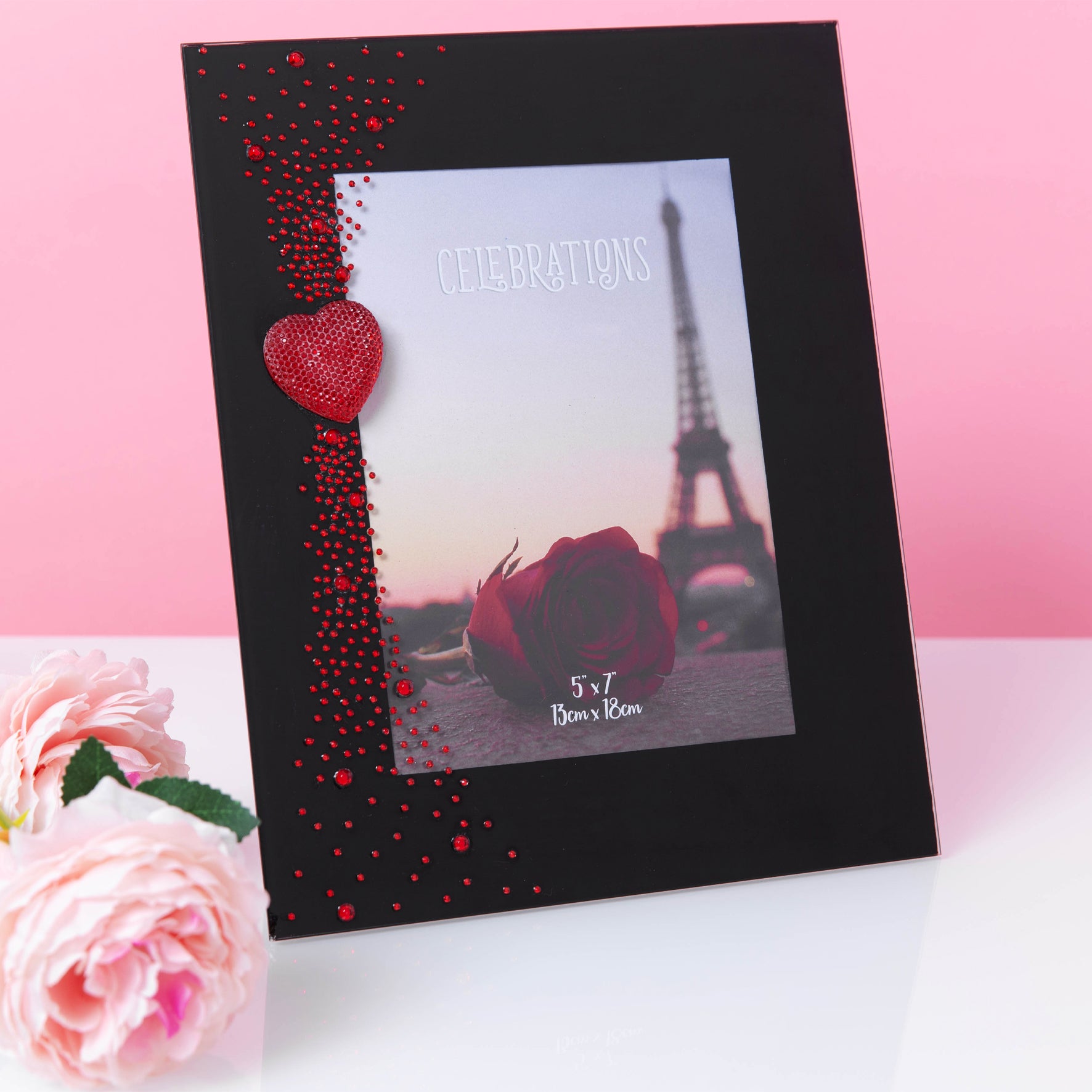 5 X 7 True Valentine Glass Photo Frame With Gem Heart - Foy and Company